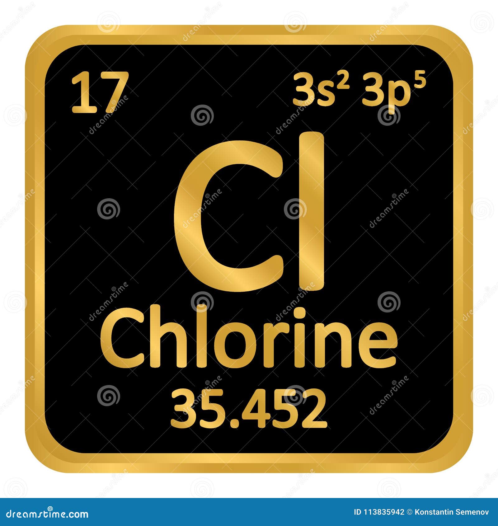 Periodic Table Element Chlorine Icon. Stock Illustration - Illustration ...
