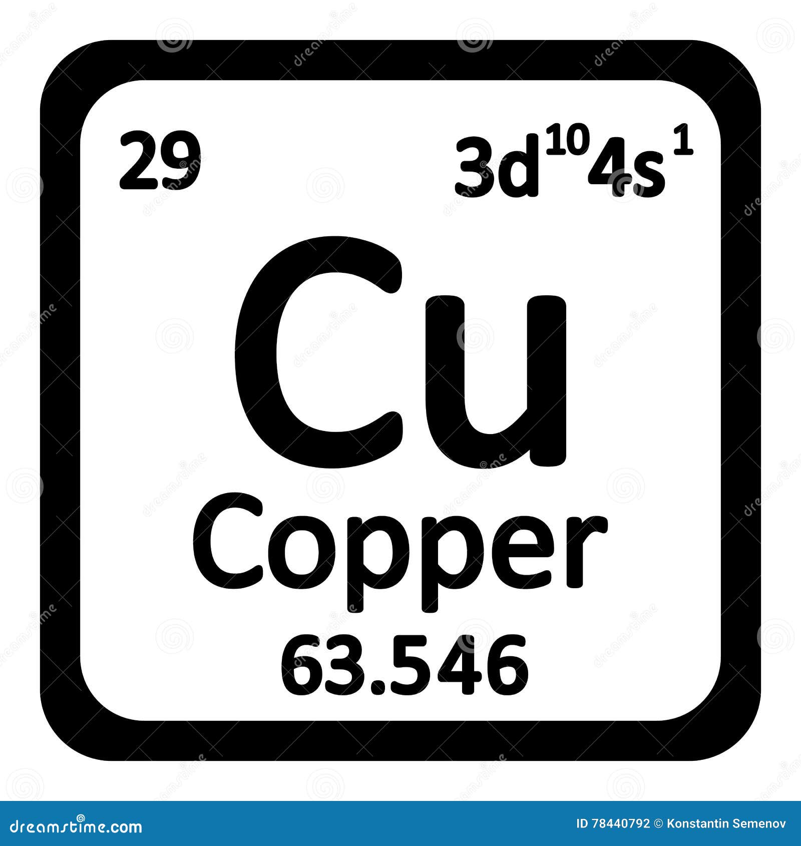 Periodic Table Element Copper Icon. Stock Illustration - Illustration ...