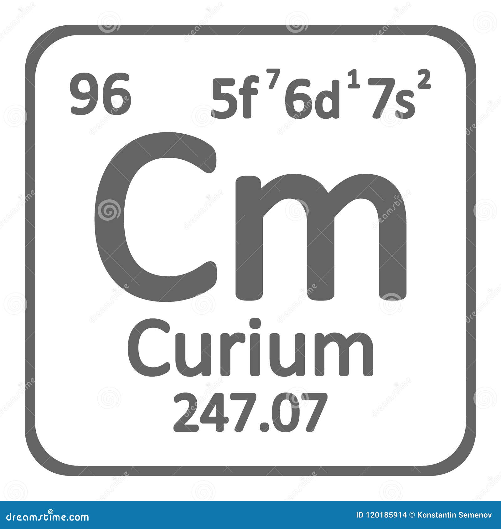 Curium Icon. Cm Chemical Element. Atomic Number 96. Mass 247. Blue ...