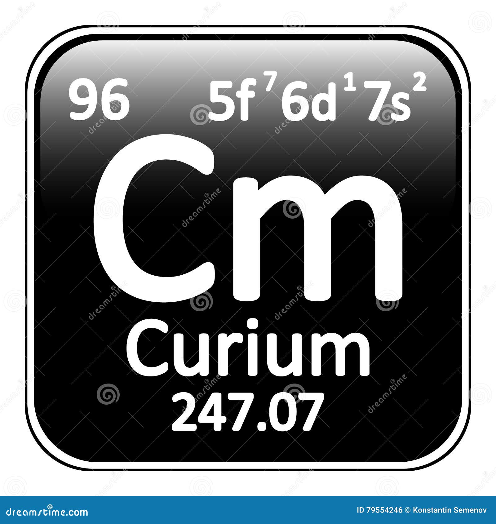 Curium Icon. Cm Chemical Element. Atomic Number 96. Mass 247. Blue ...
