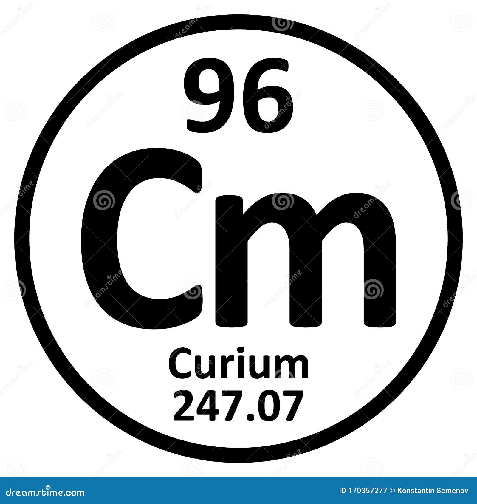 Curium Icon. Cm Chemical Element. Atomic Number 96. Mass 247. Blue ...
