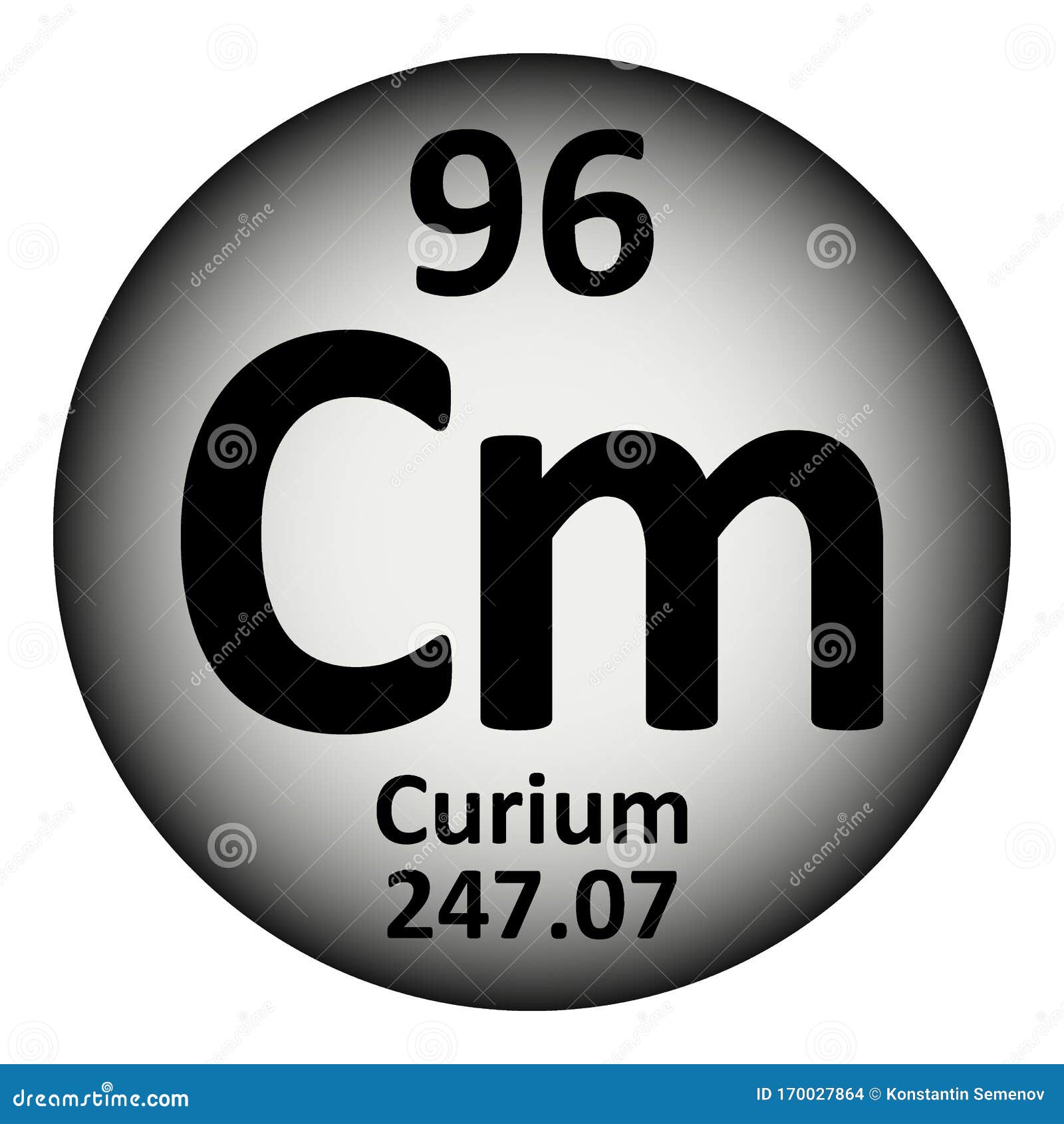 Curium Icon. Cm Chemical Element. Atomic Number 96. Mass 247. Blue ...