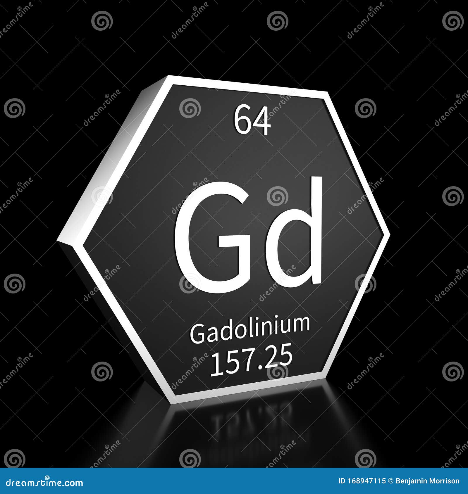 Periodic Table Element Gadolinium Rendered Metal on Black on Black ...