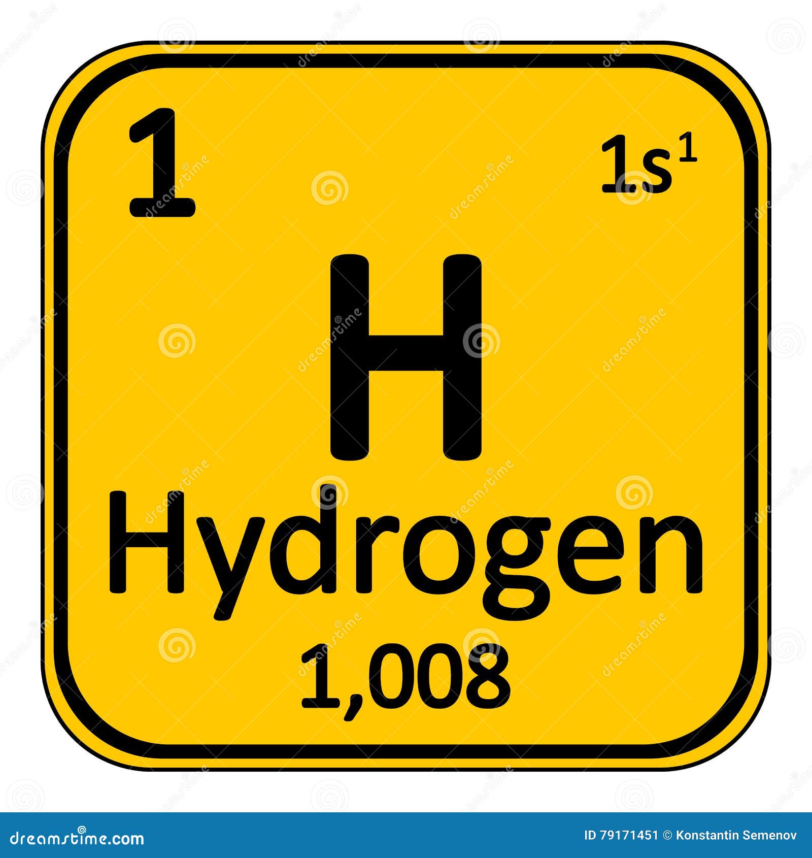 Periodic Table Element Hydrogen Icon. Stock Illustration - Illustration ...