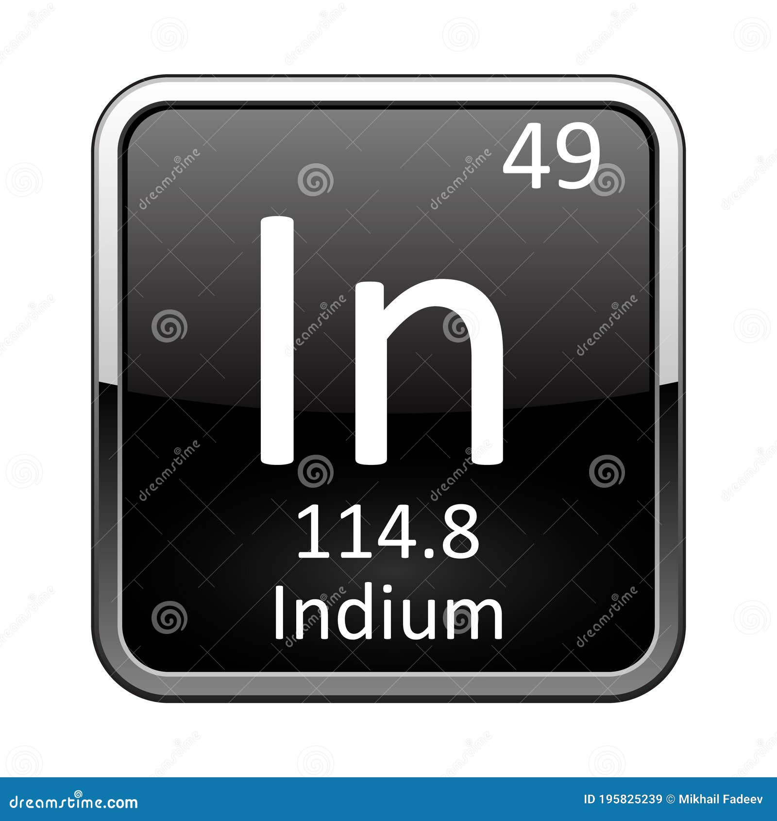 3D-Illustration, Indium Symbol - In. Element Of The Periodic Table On ...