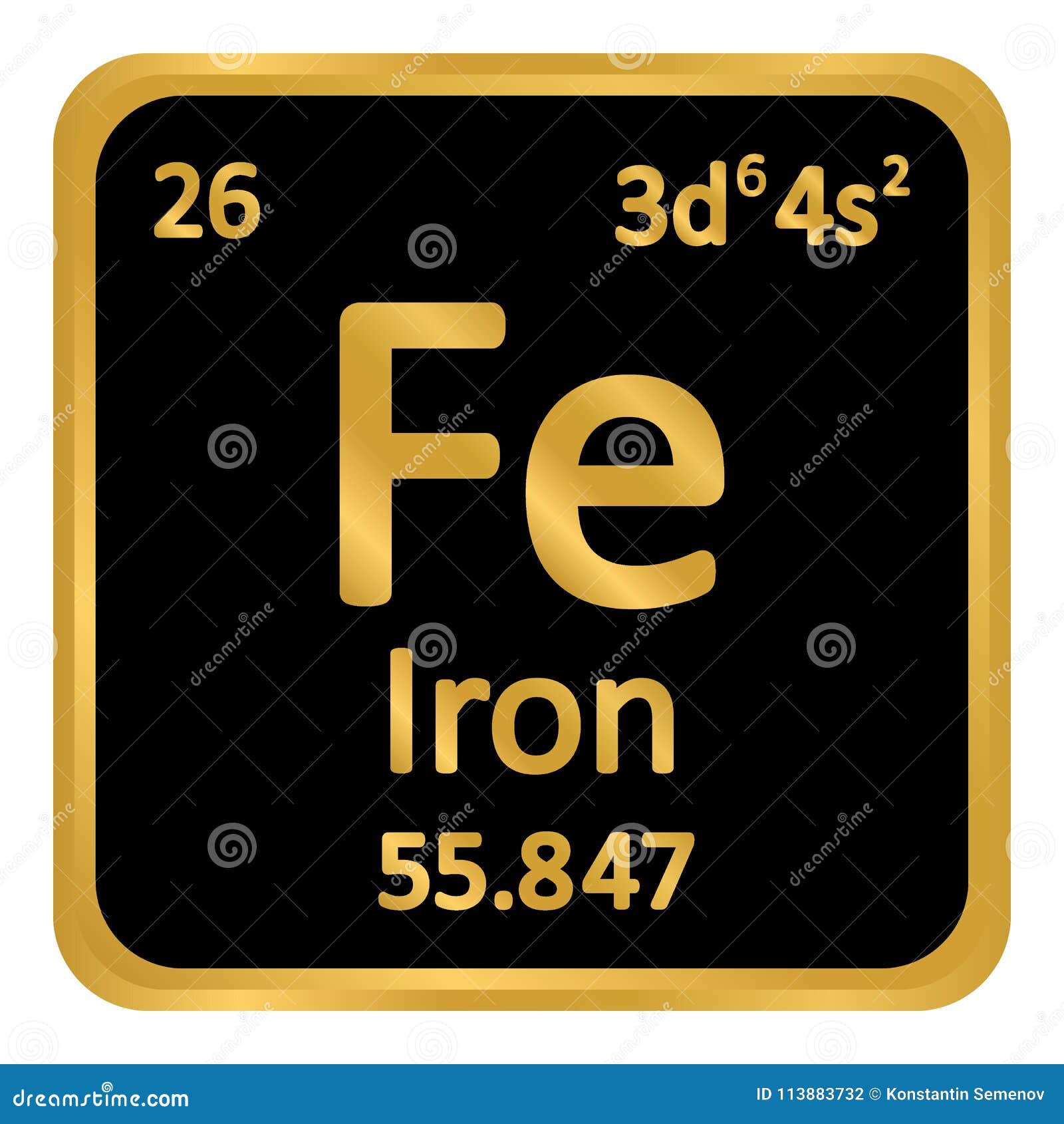 Element Iron, On The Periodic Table Of Elements, Element Symbol Fe ...