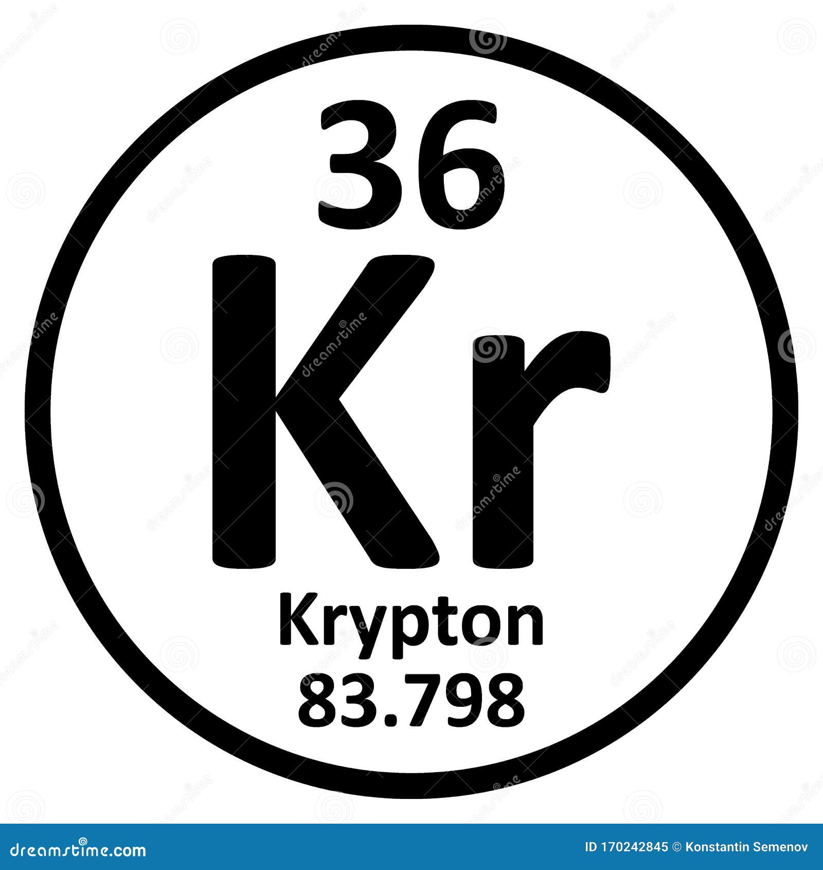 Krypton Icon. Mendeleev Table. Periodic Symbol. Chemical Element. Black ...