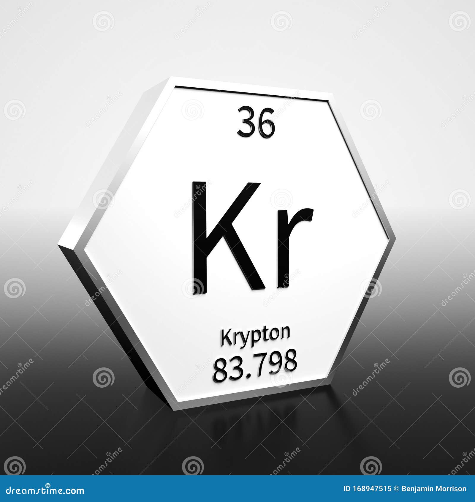 Periodic Table Element Krypton Rendered Black on White on White and ...