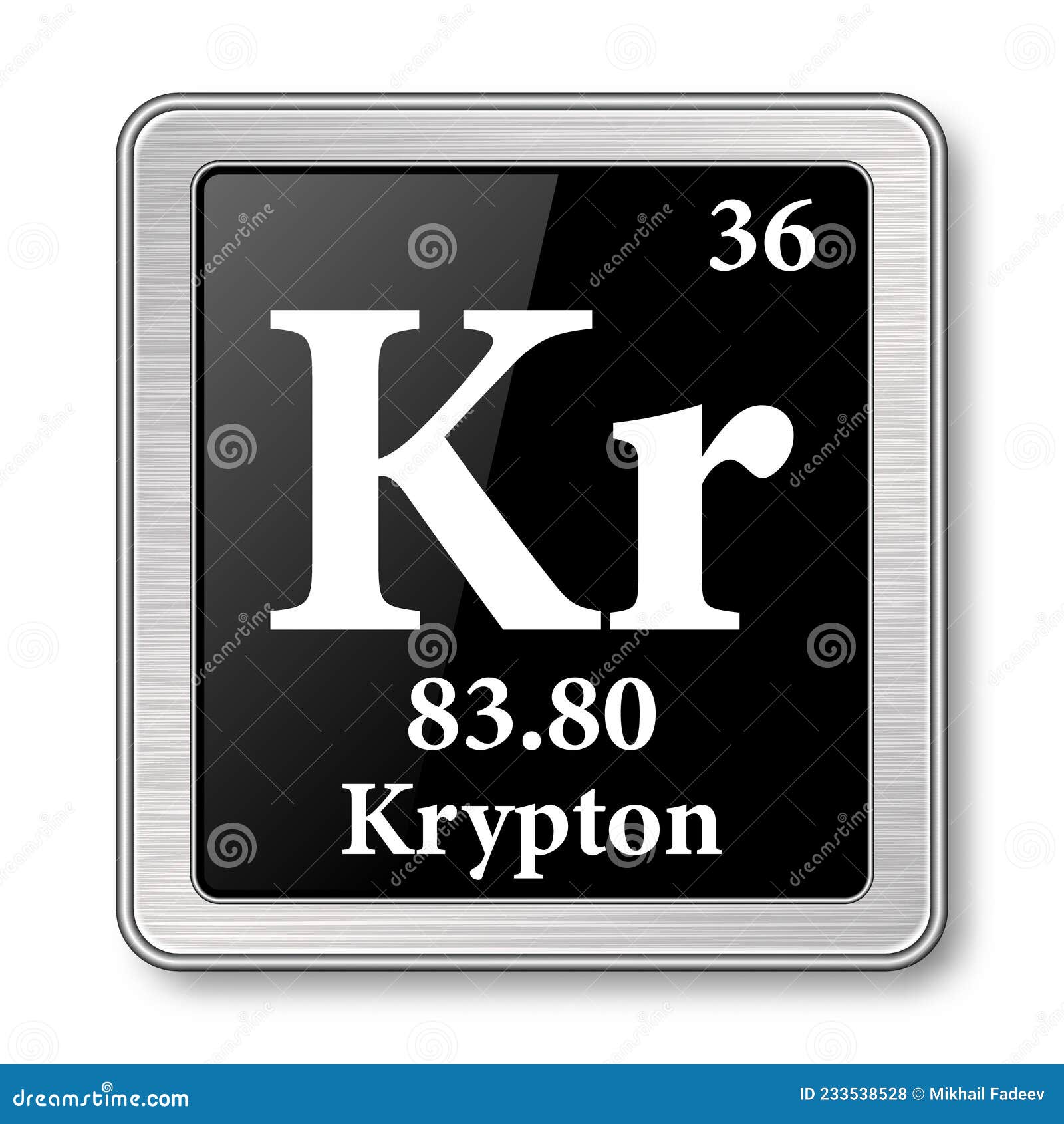 Krypton Symbol In Square Shape With Metallic Border And Transparent ...