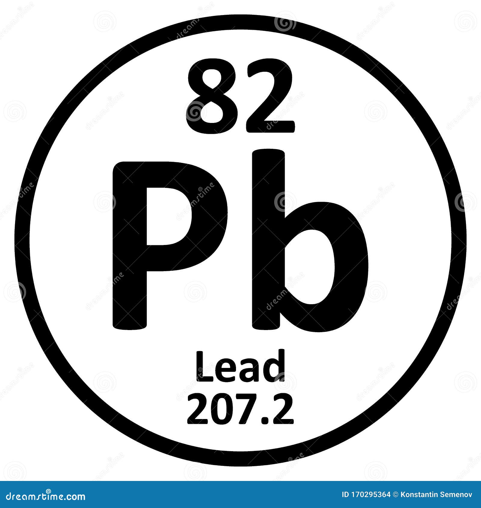 Lead Icon. Pb Chemical Element. Atomic Number 82. Mass 207.2. Blue ...