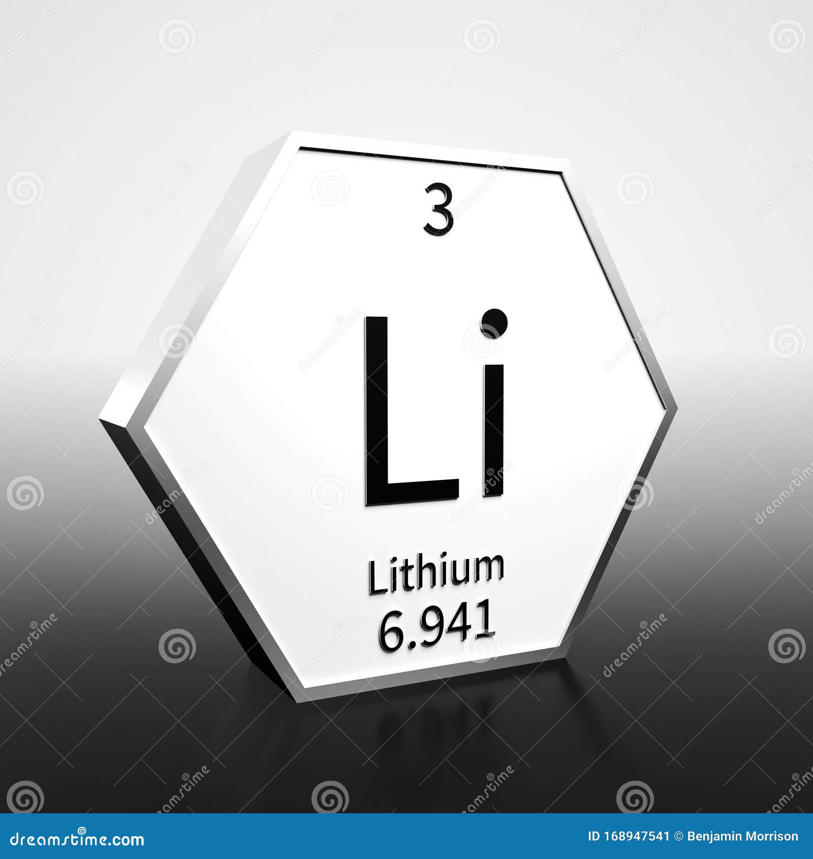 Periodic Table Element Lithium Rendered Black on White on White and ...