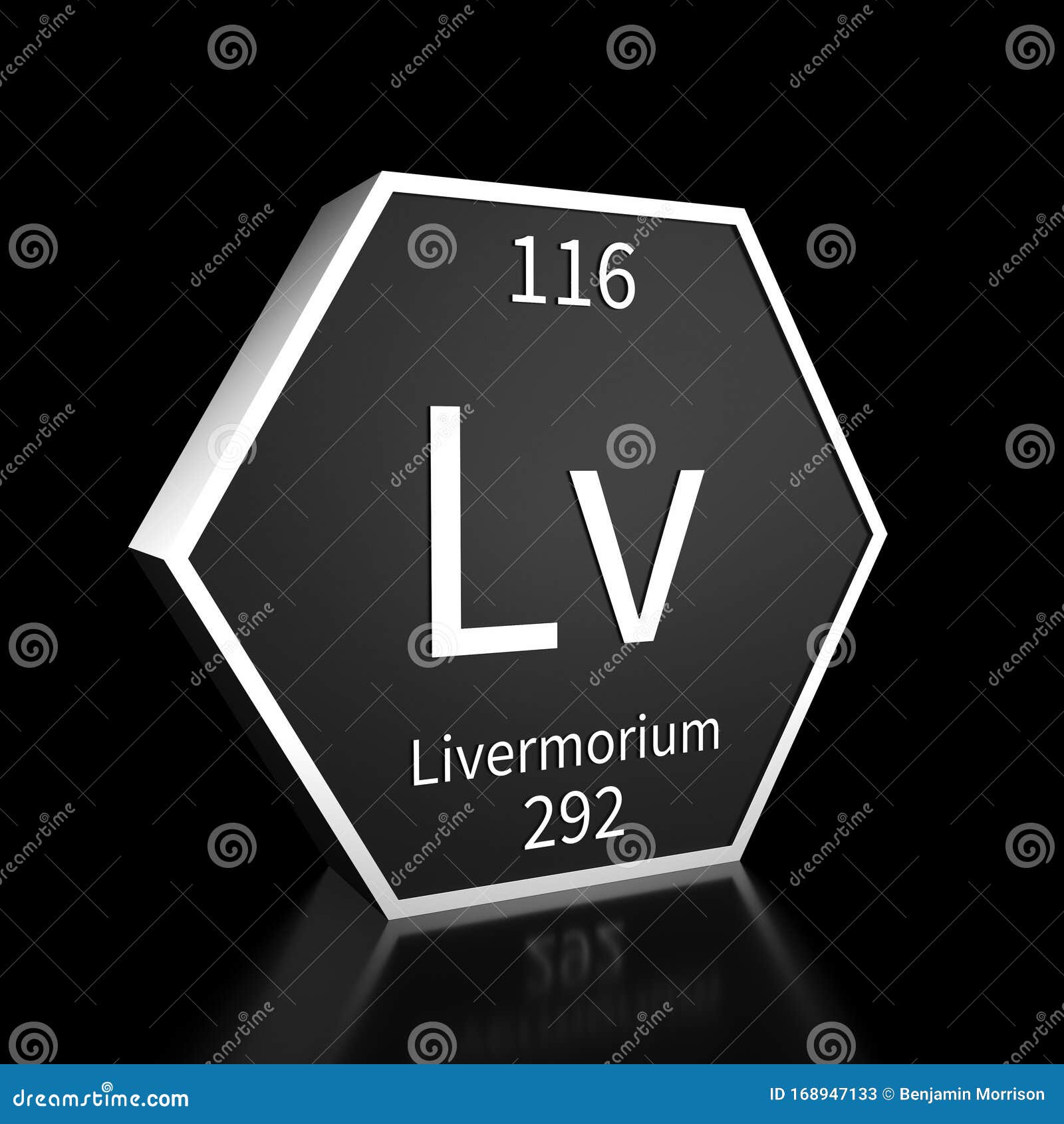Periodic Table Element Livermorium Rendered Metal on Black on Black ...