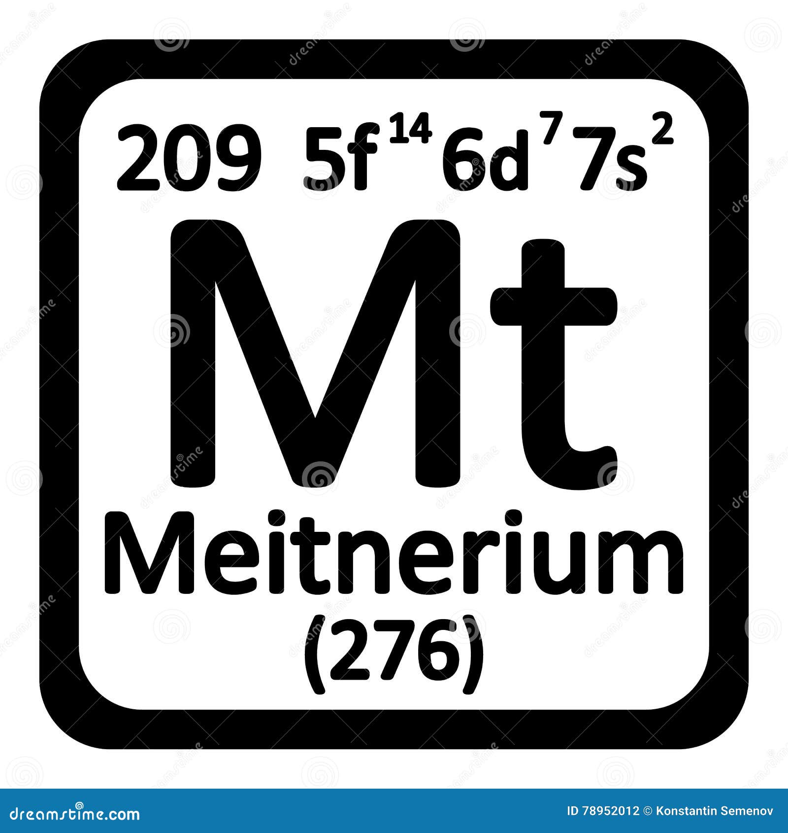 Meitnerium Icon. Mt Chemical Element. Atomic Number 109. Mass 278 ...