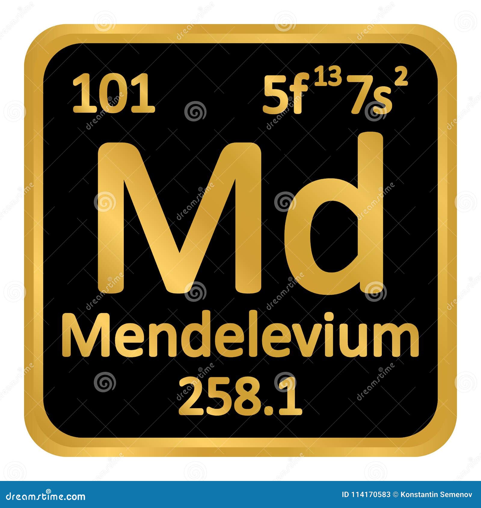 Periodic Table Element Mendelevium Icon. Stock Illustration ...