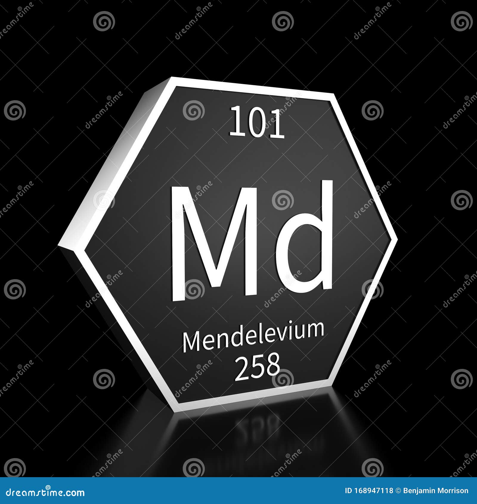 Periodic Table Element Mendelevium Rendered Metal on Black on Black ...