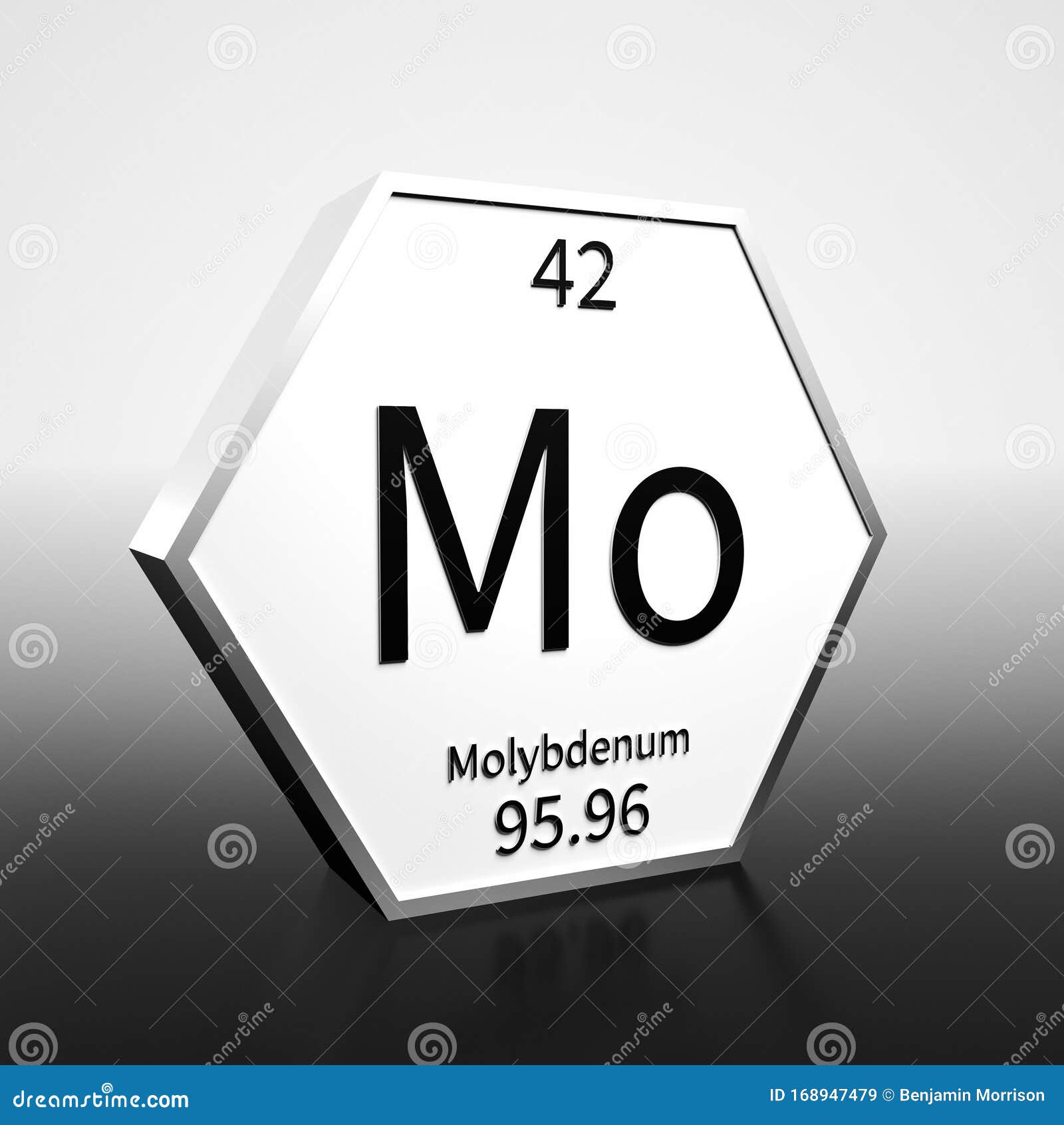 Periodic Table Element Molybdenum Rendered Black on White on White and ...