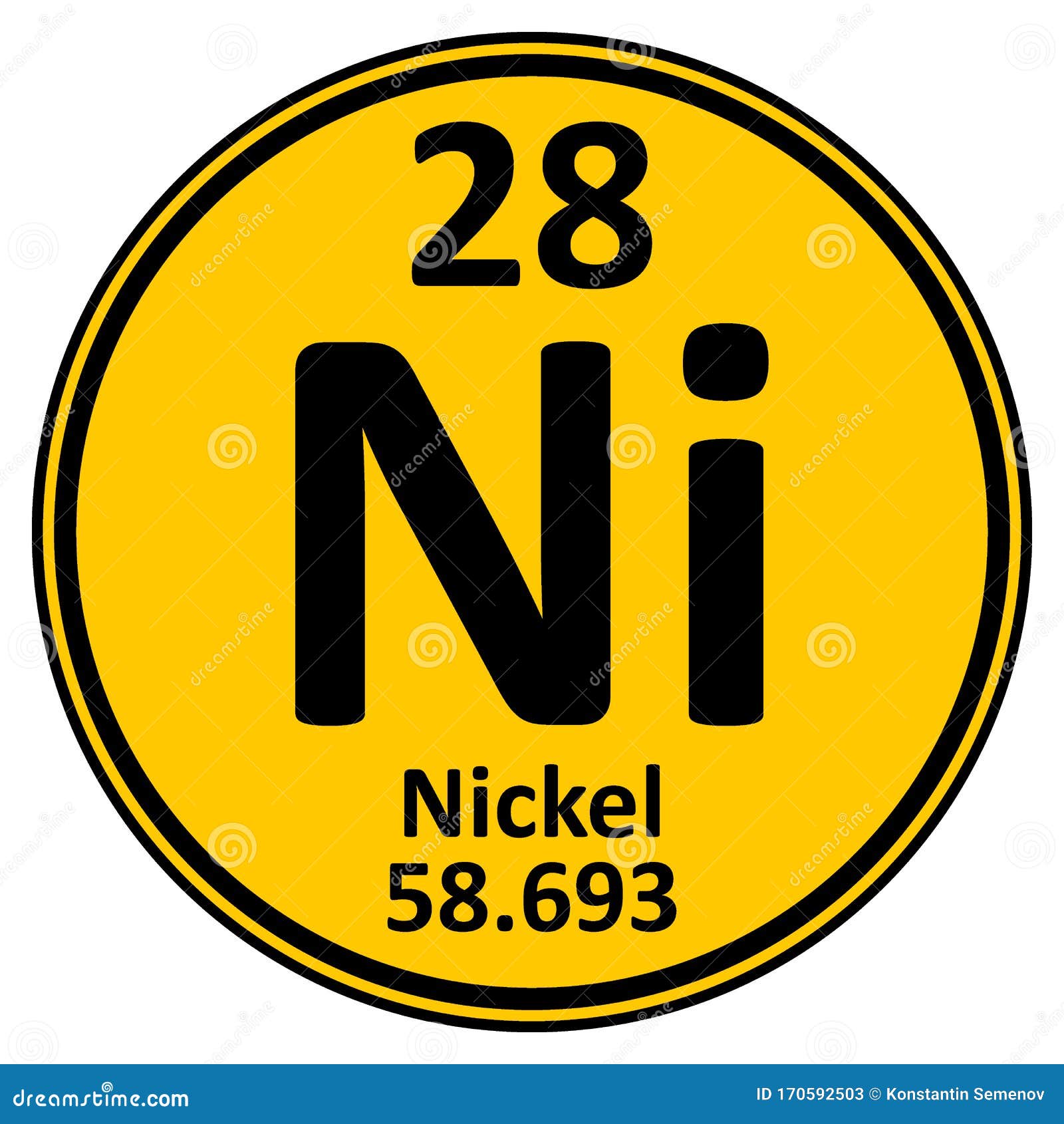 Element Nickel, On The Periodic Table Of Elements, Element Symbol Ni ...