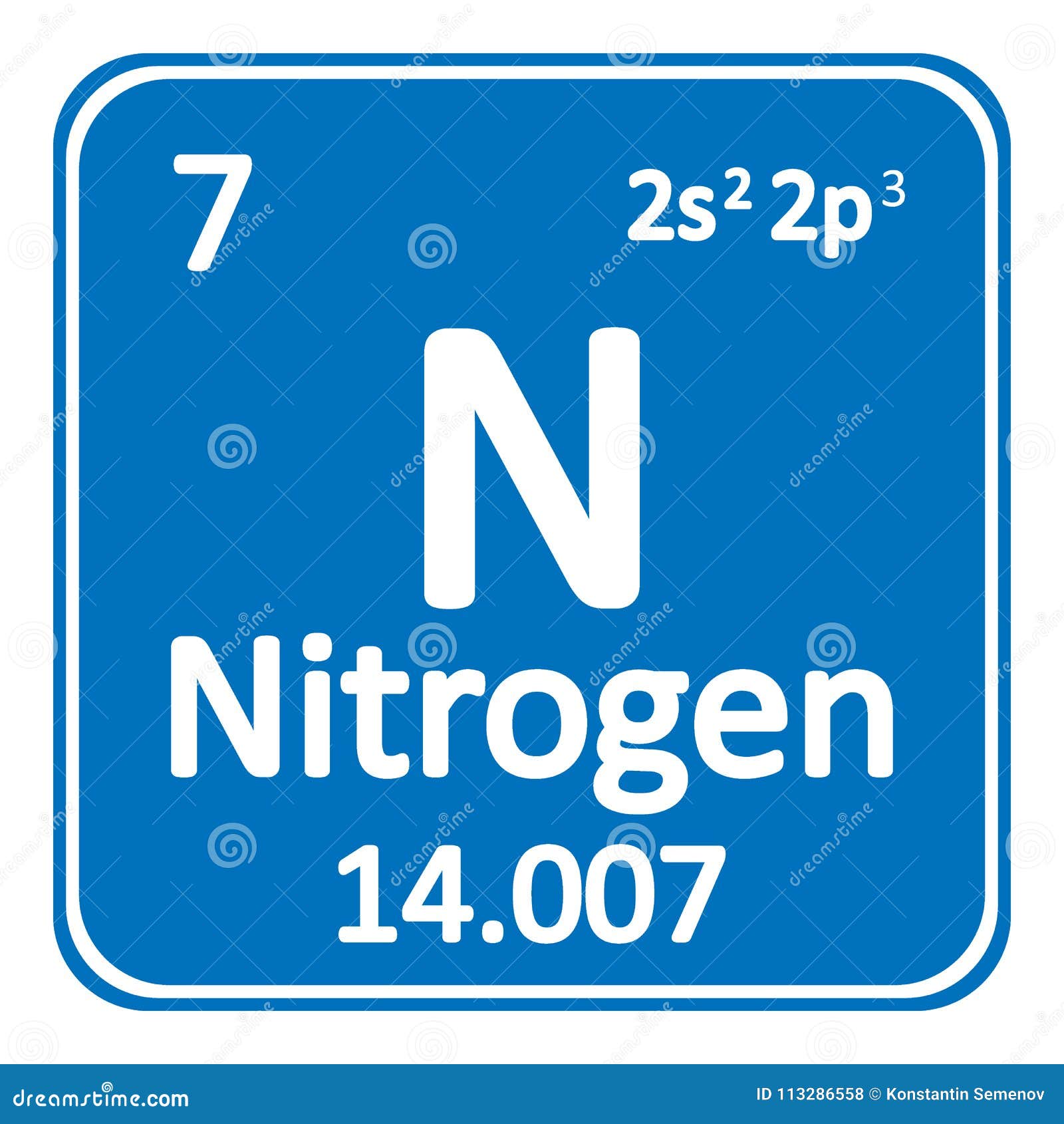 Nitrogen N Button On Black And White Circle Button Background With Blue ...