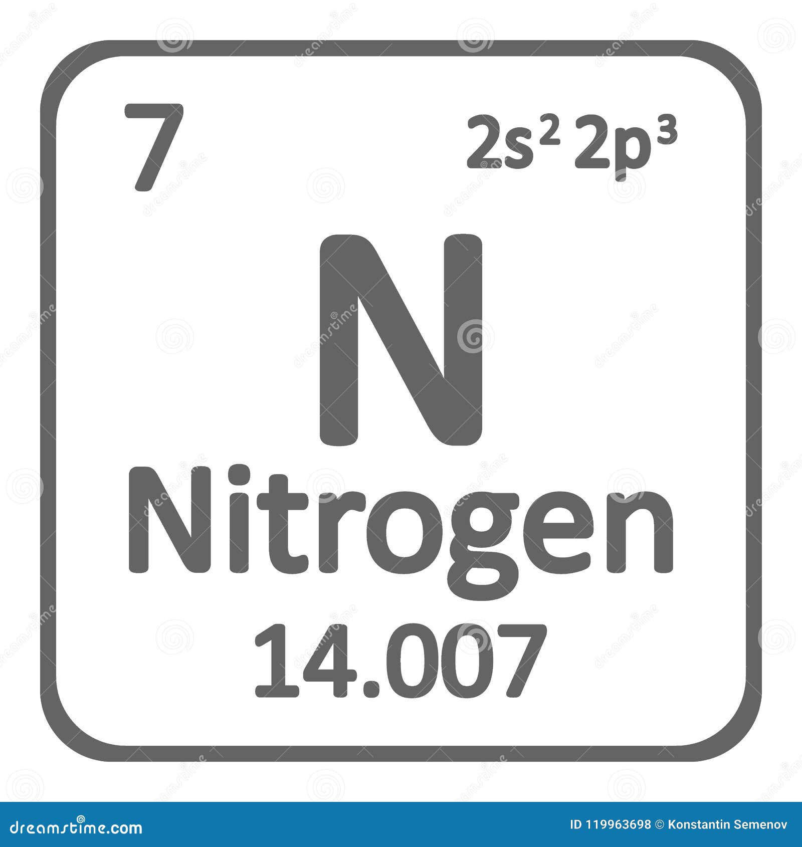 Periodic Table Element Nitrogen Icon. Stock Illustration - Illustration ...