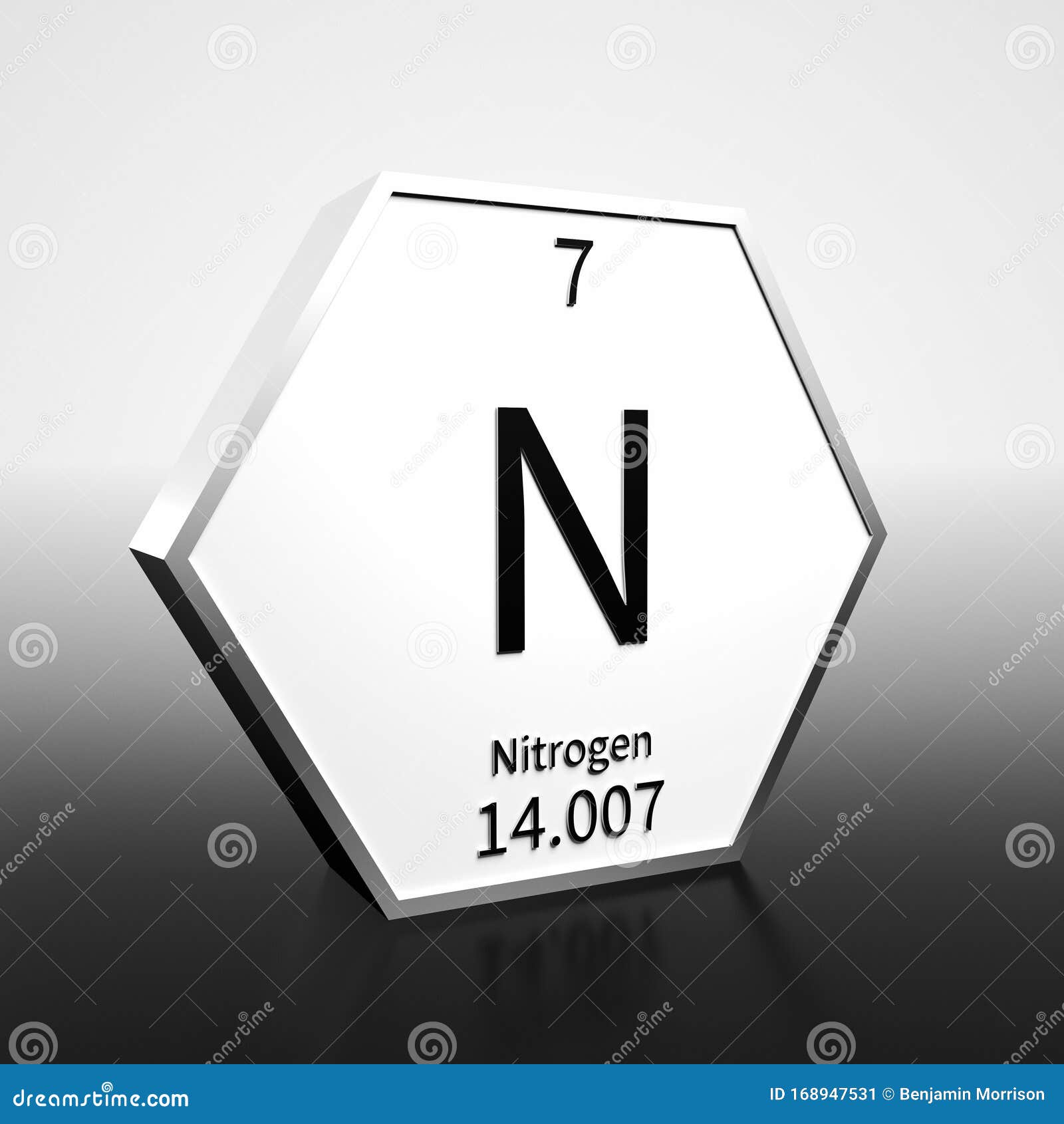 Periodic Table Element Nitrogen Rendered Black on White on White and ...