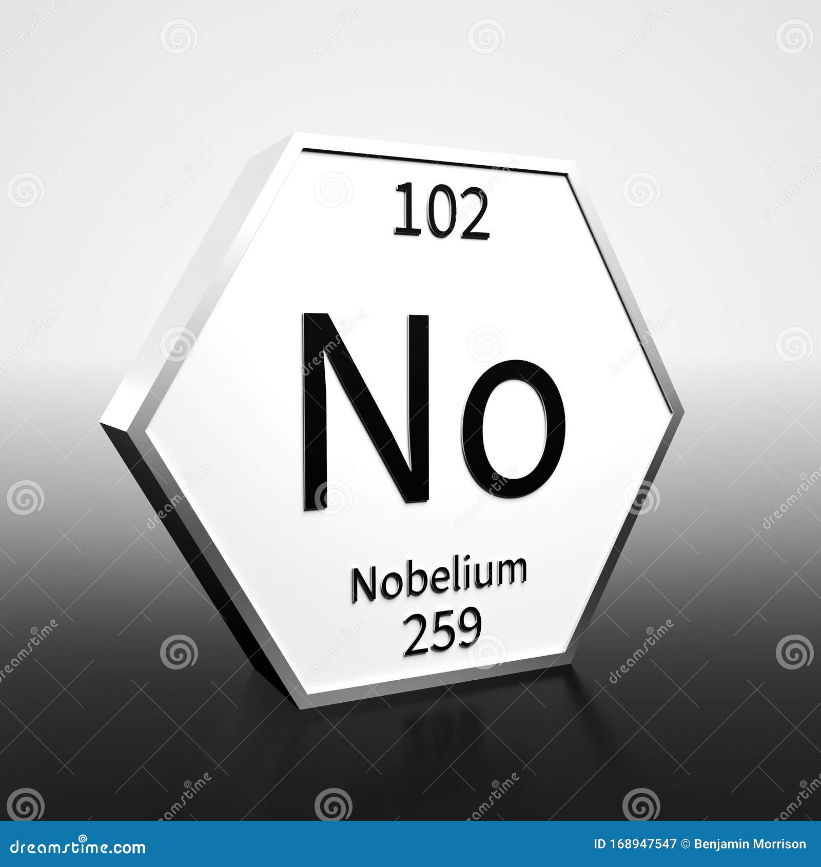 Periodic Table Element Nobelium Rendered Black on White on White and ...