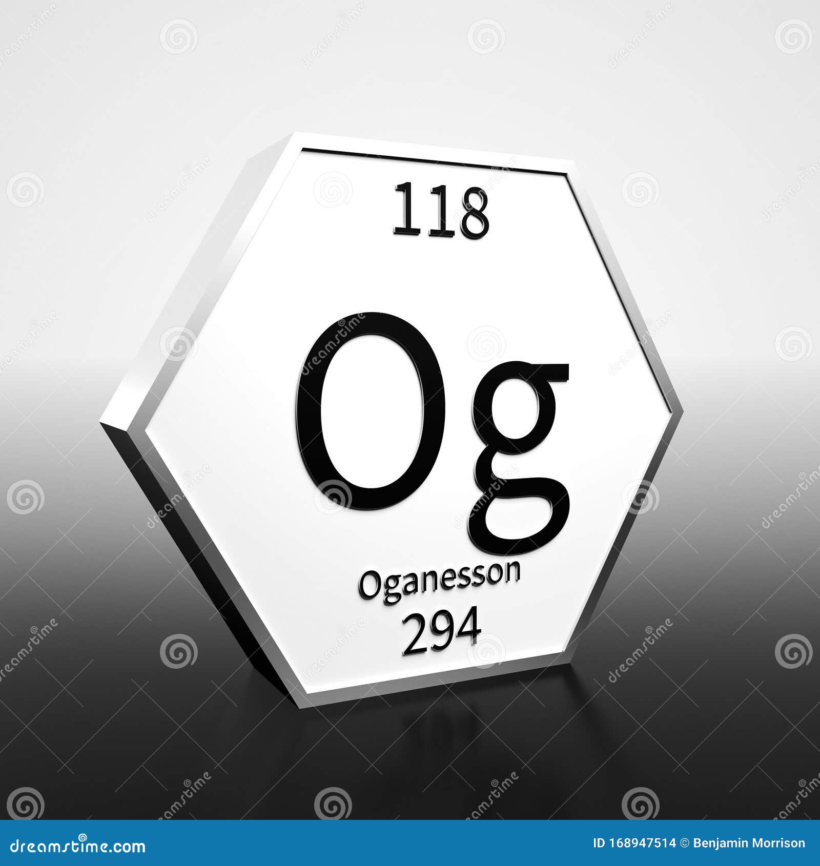 Periodic Table Element Oganesson Rendered Black on White on White and ...