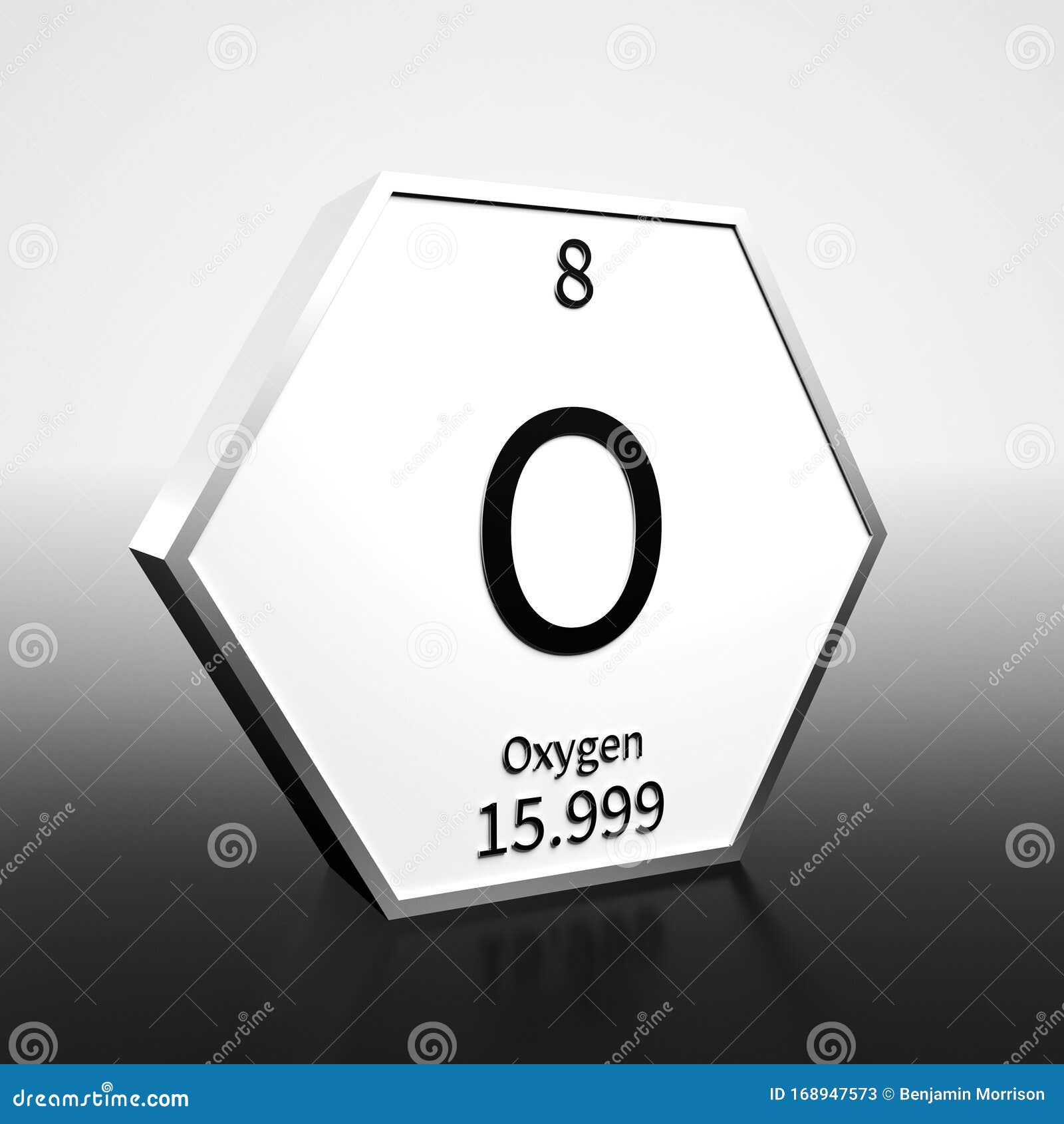 Periodic Table Element Oxygen Rendered Black on White on White and ...