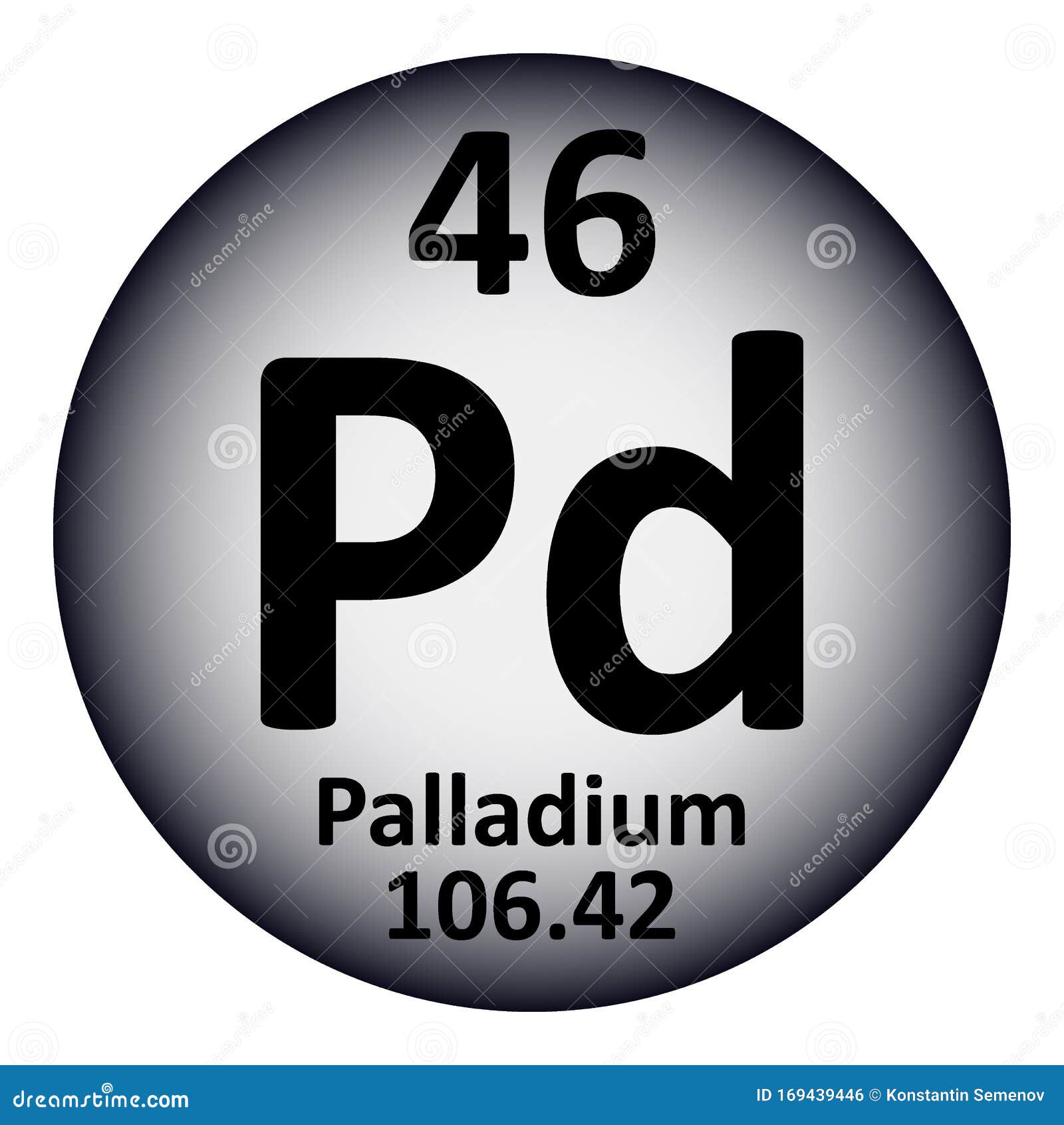 Palladium Icon. Pd Chemical Element. Atomic Number 46. Mass 106.42 ...