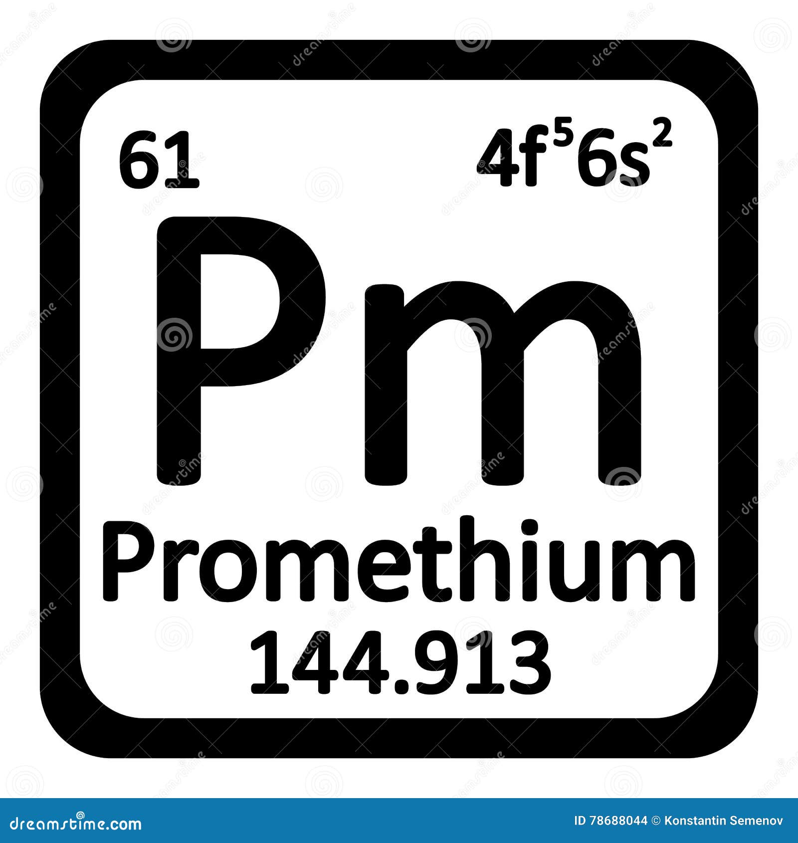 Periodic Table Element Promethium Icon. Stock Illustration ...