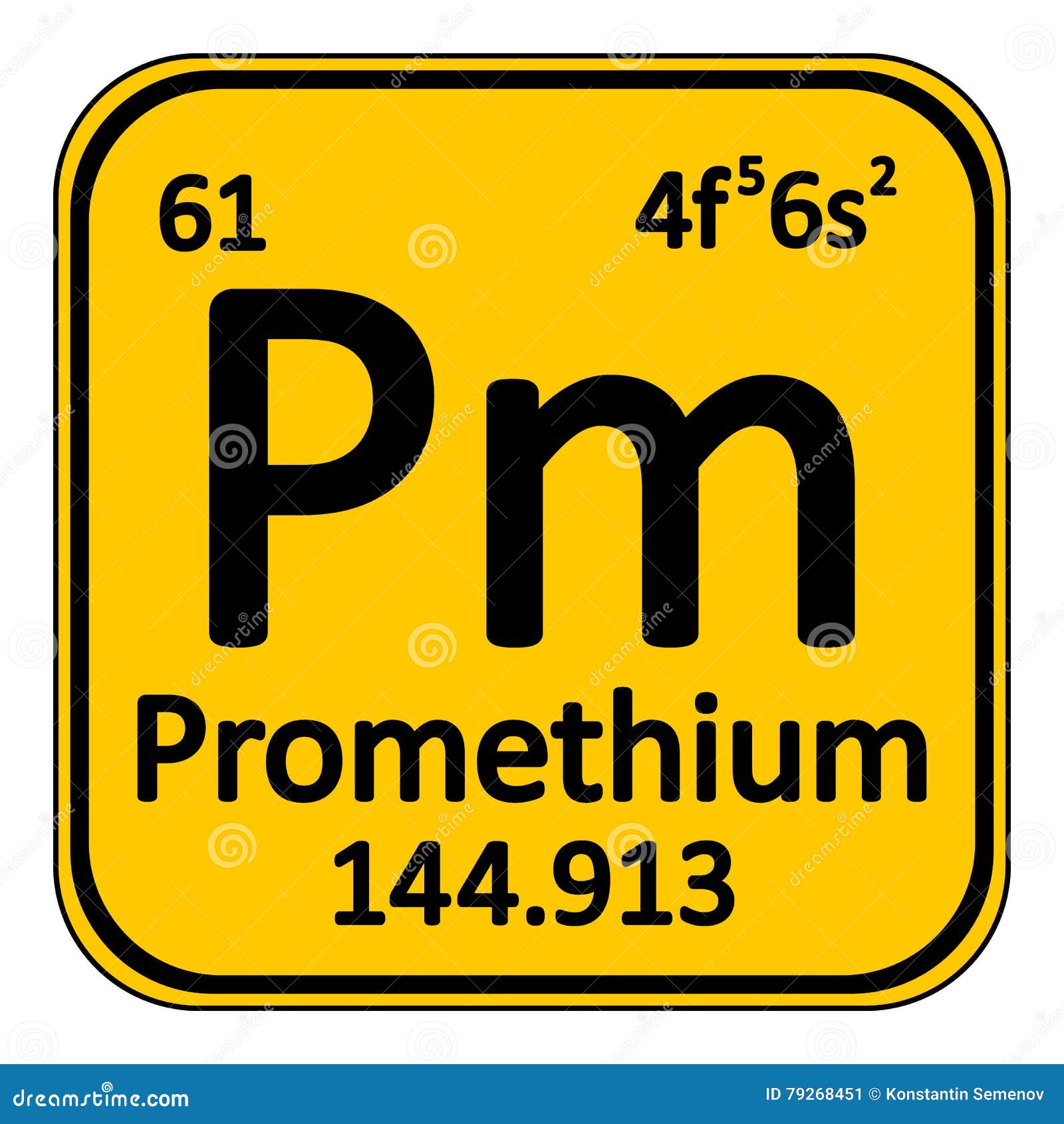 Promethium Icon. Pm Chemical Element. Atomic Number 61. Mass 145. Green ...