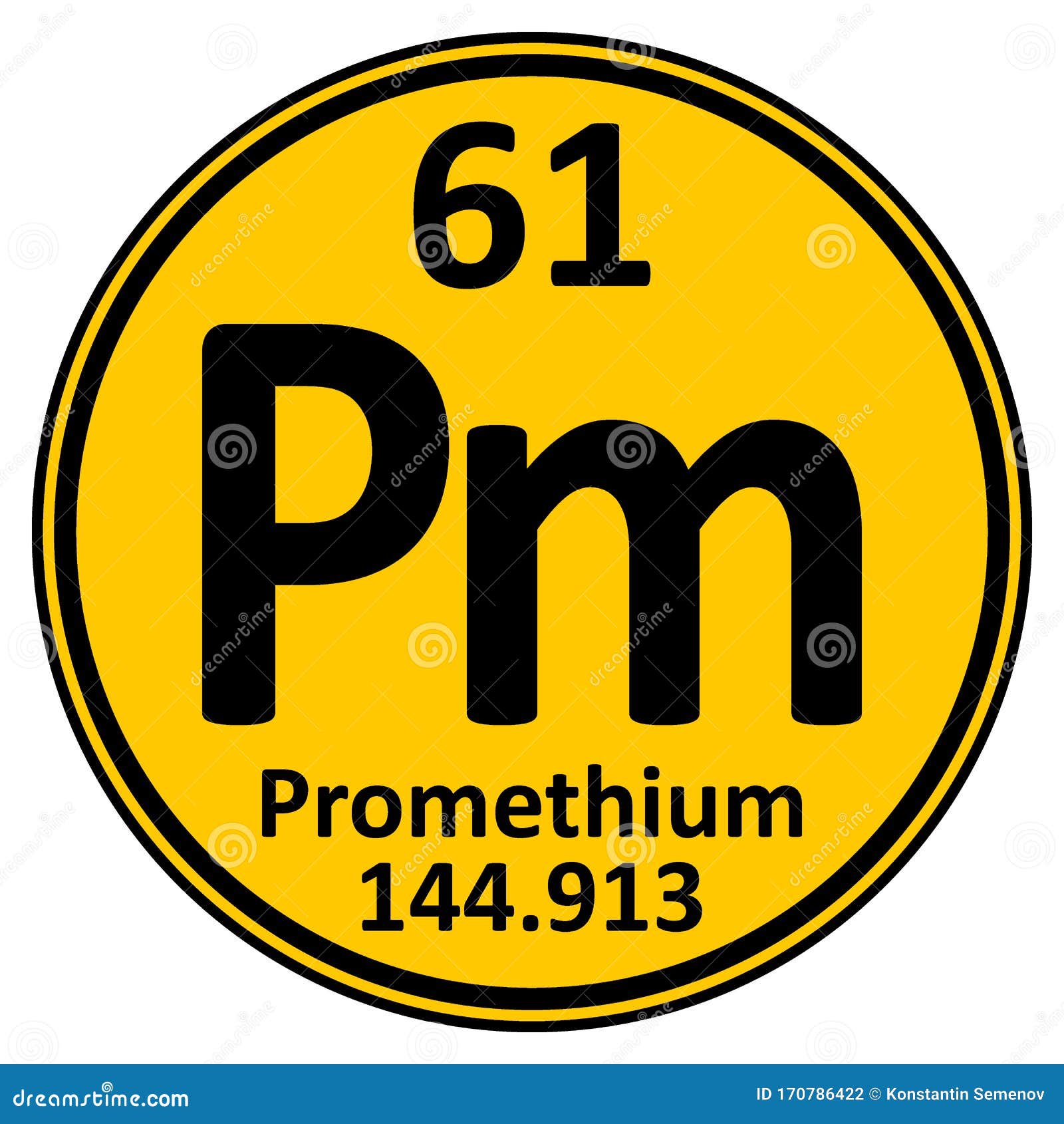 Pm Icon. Promethium Element. Atomic Number 61. Mass 145. Orange Square ...