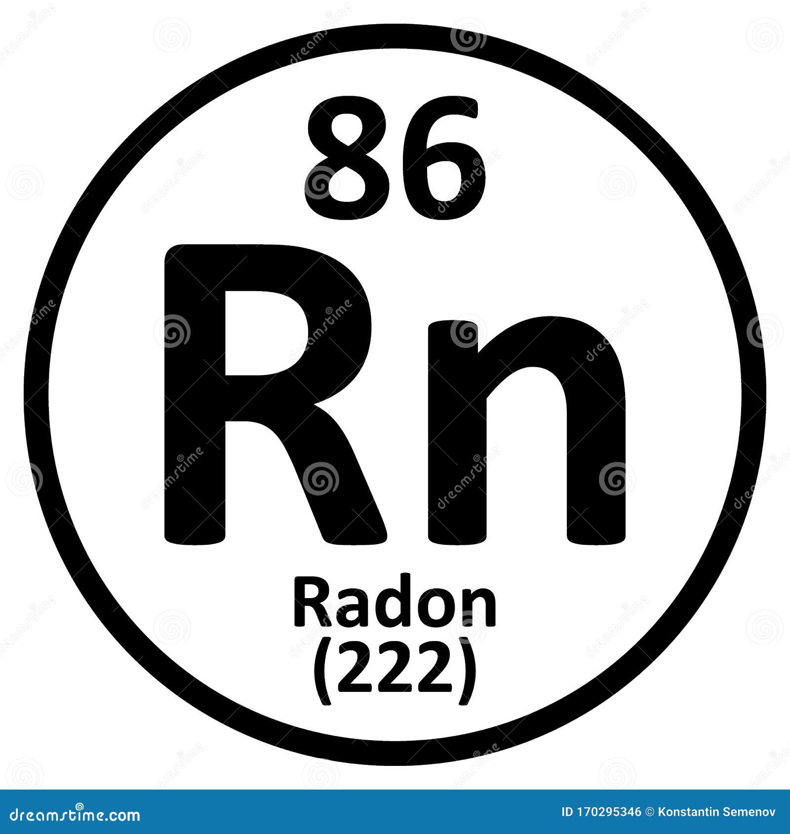 Radon Icon. Rn Chemical Element. Atomic Number 86. Mass 222. Green ...