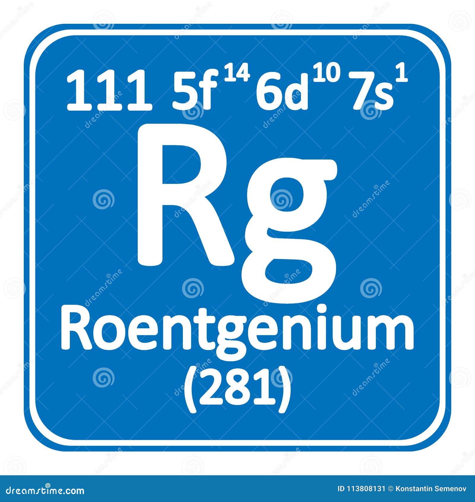 Roentgenium Icon. Rg Chemical Element. Atomic Number 111. Mass 282 ...