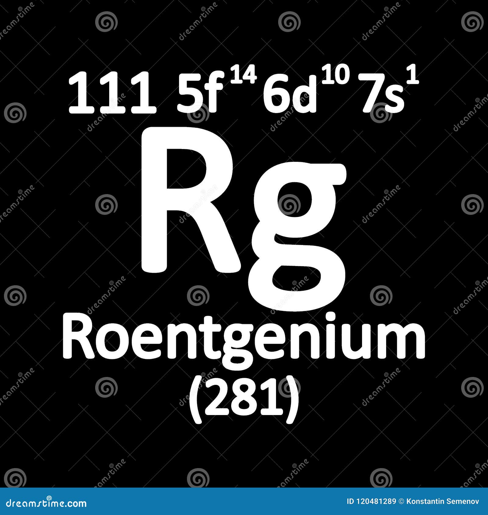 Roentgenium Icon. Rg Chemical Element. Atomic Number 111. Mass 282 ...