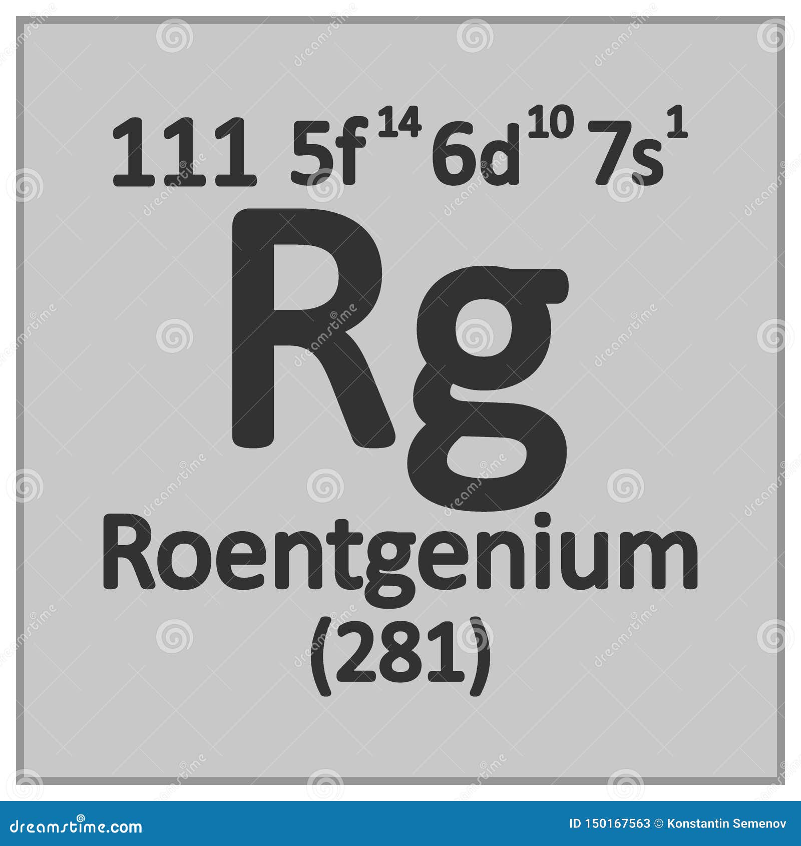 Roentgenium Icon. Rg Chemical Element. Atomic Number 111. Mass 282 ...