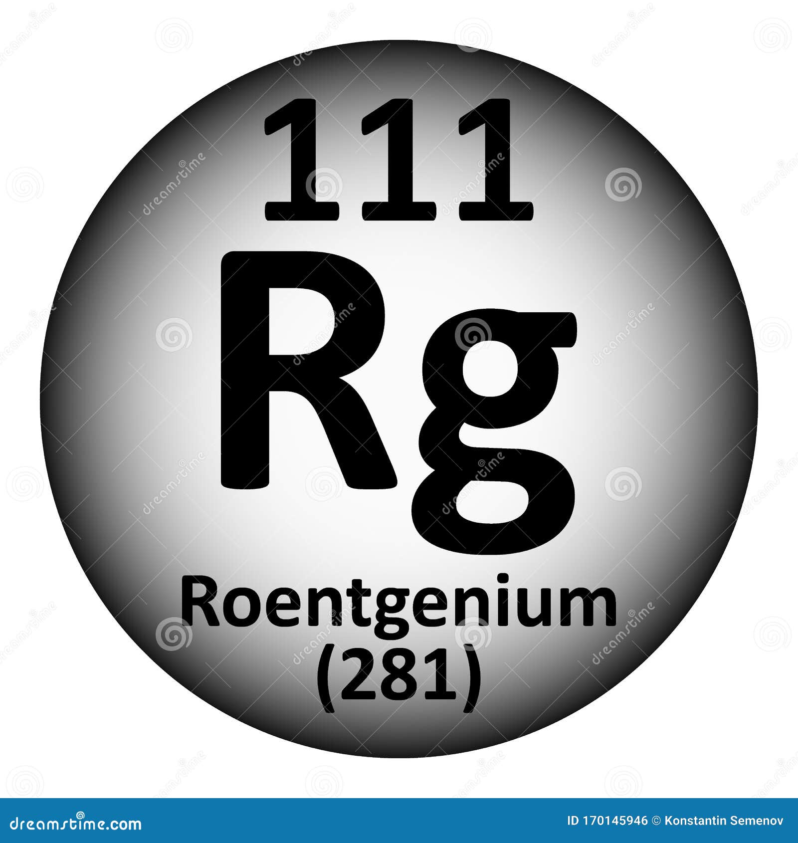 Roentgenium Icon. Rg Chemical Element. Atomic Number 111. Mass 282 ...