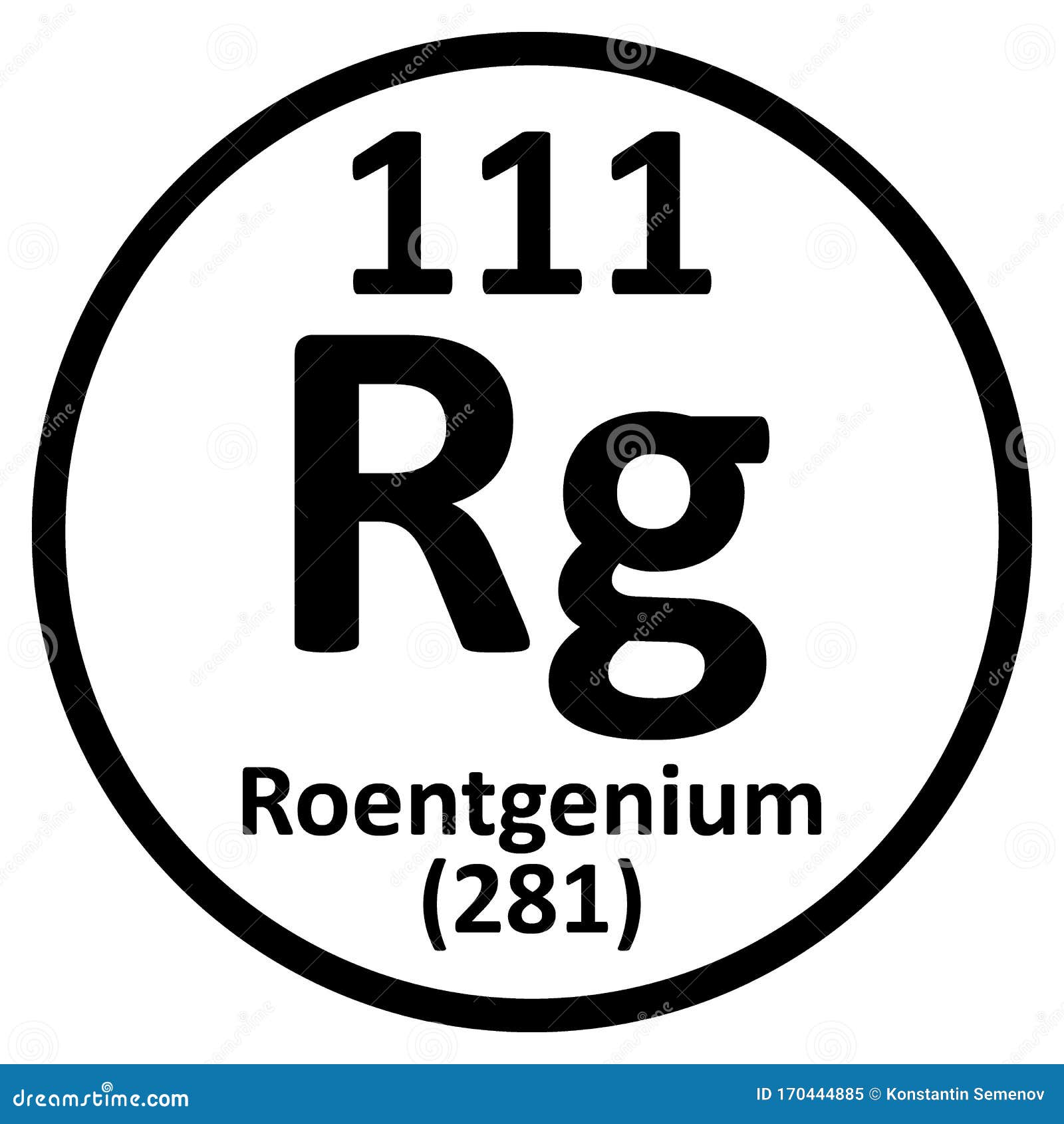 Roentgenium Icon. Rg Chemical Element. Atomic Number 111. Mass 282 ...