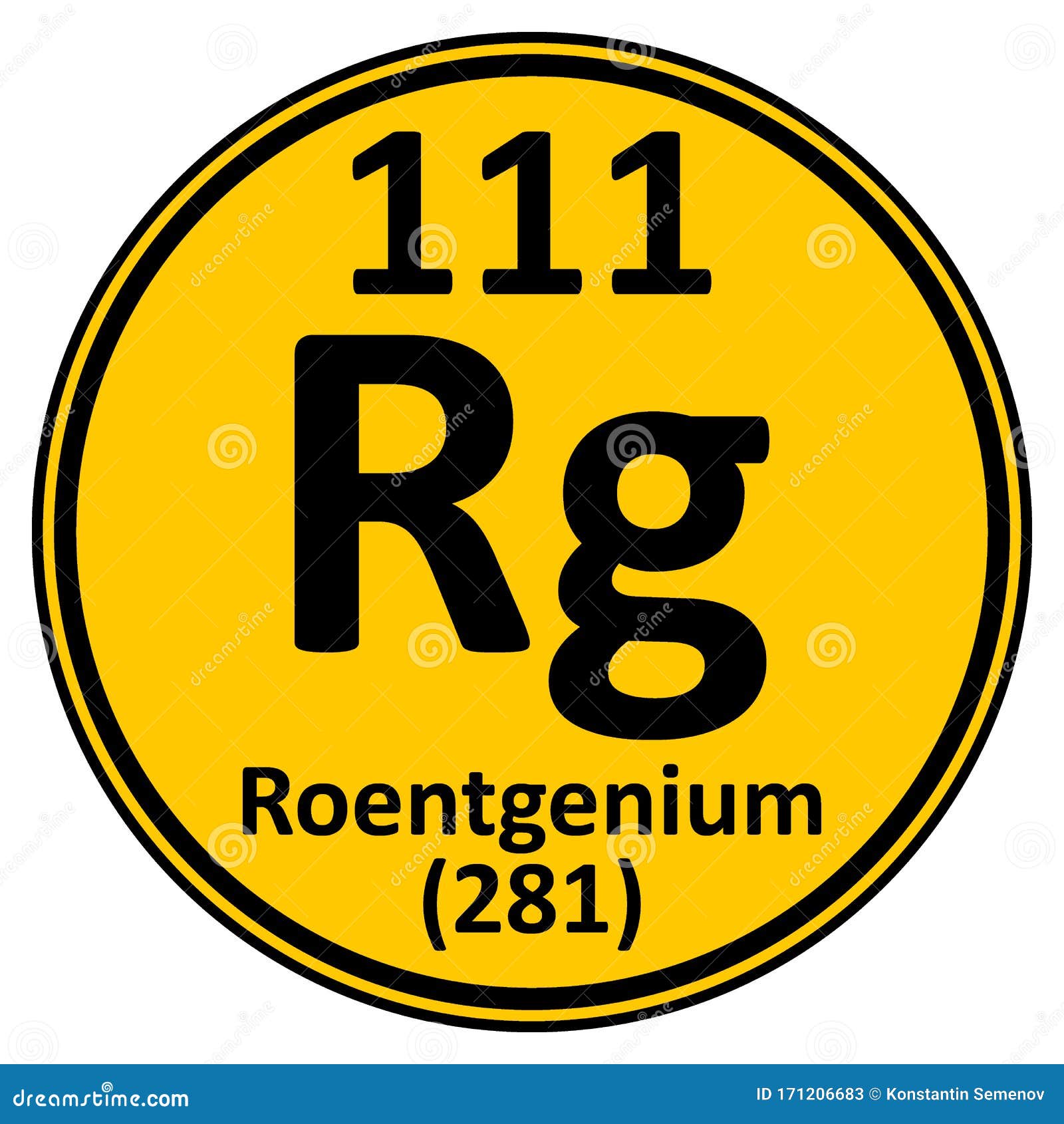 Roentgenium Icon. Rg Chemical Element. Atomic Number 111. Mass 282 ...