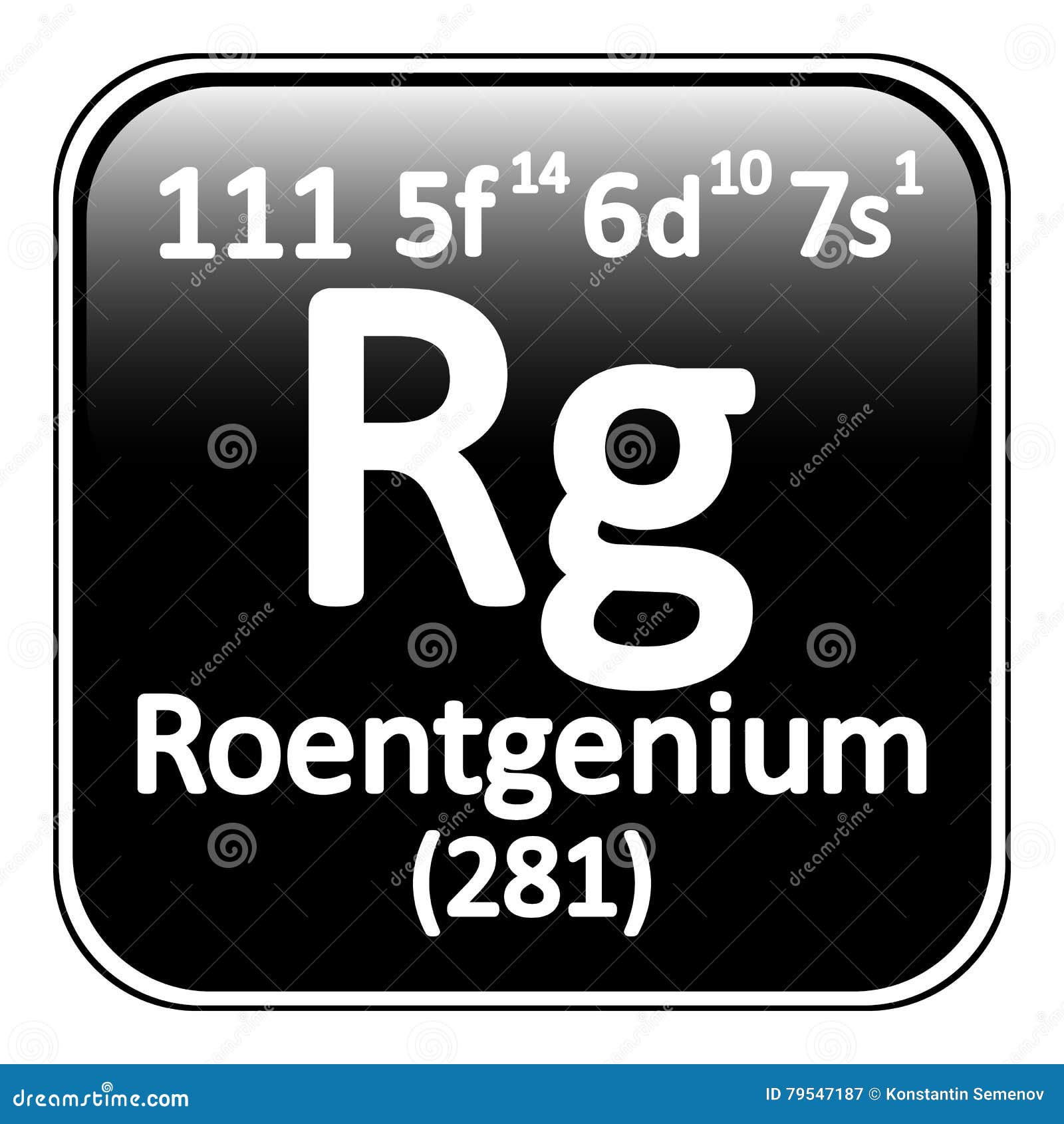 Roentgenium Icon. Rg Chemical Element. Atomic Number 111. Mass 282 ...