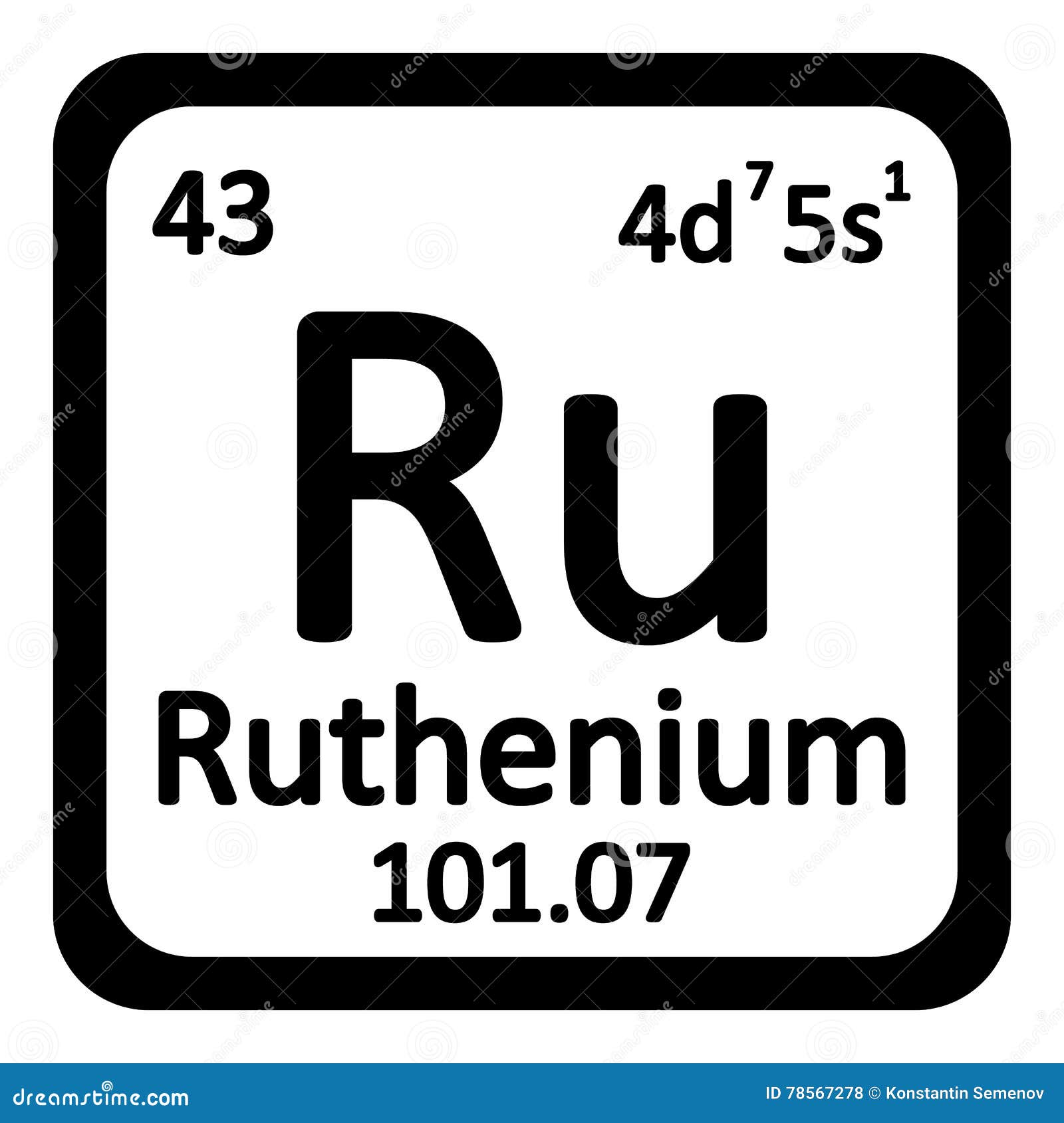 Ruthenium Icon. Ru Chemical Element. Atomic Number 44. Mass 101.07 ...
