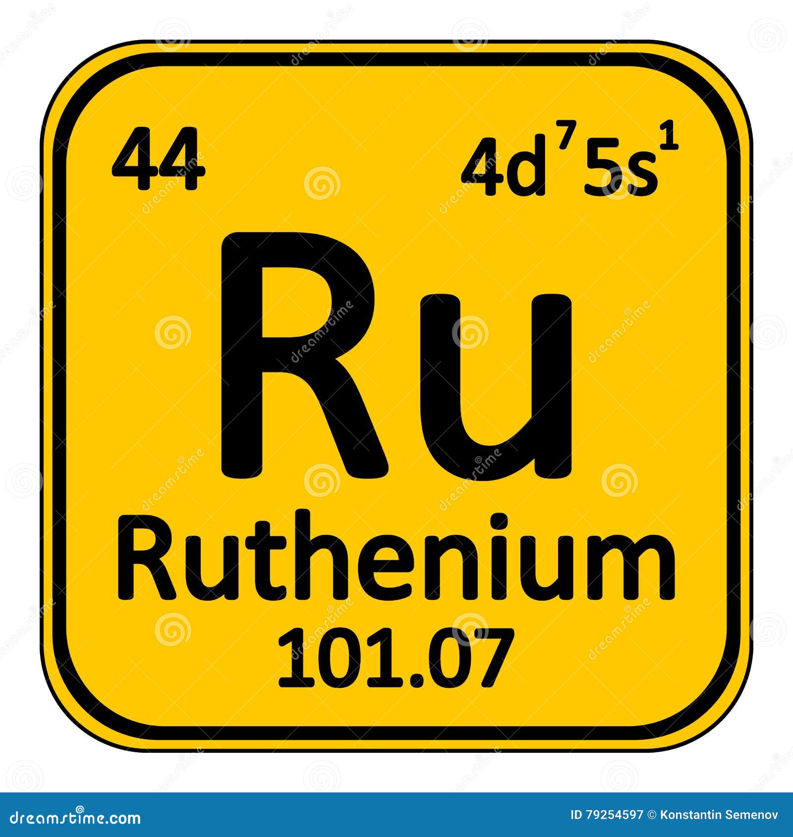 Ruthenium Icon. Ru Chemical Element. Atomic Number 44. Mass 101.07 ...