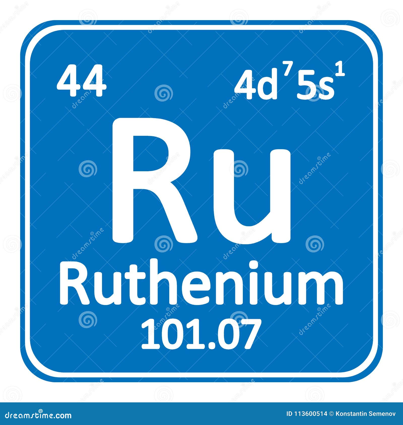 Ruthenium Icon. Ru Chemical Element. Atomic Number 44. Mass 101.07 ...