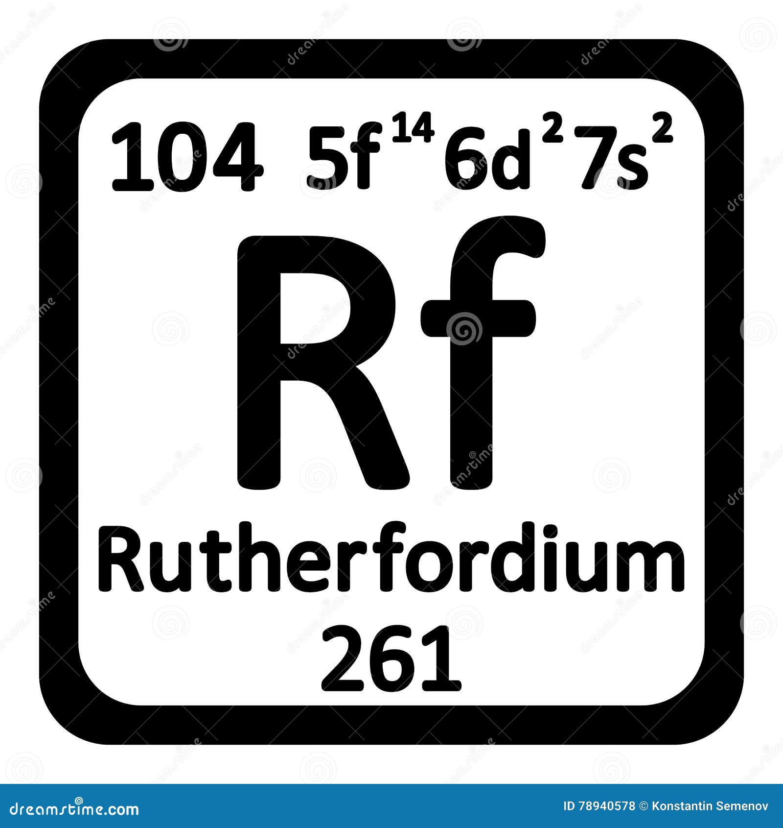 Rutherfordium Icon. Rf Chemical Element. Atomic Number 104. Mass 267 ...