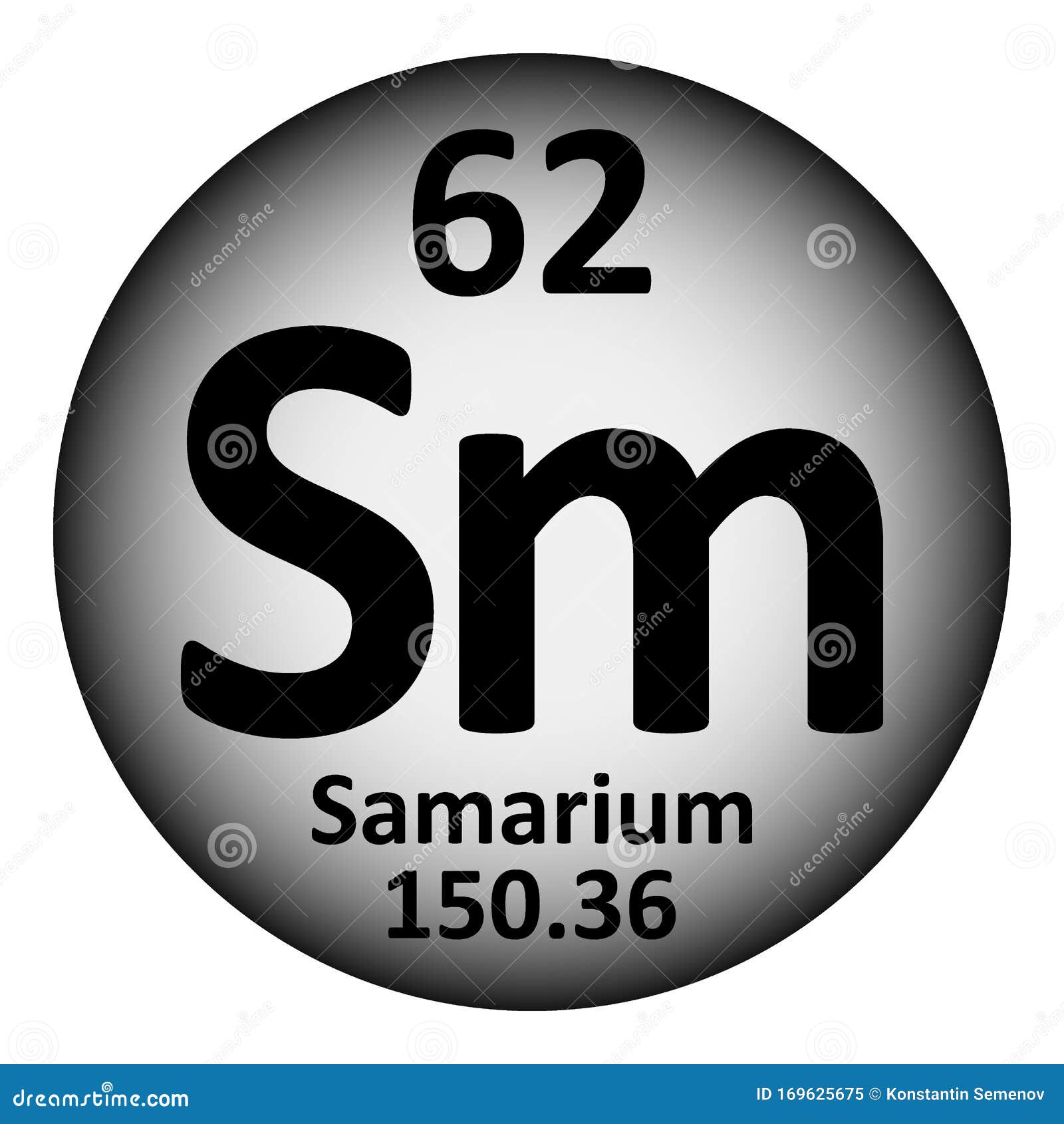 Samarium Icon. Sm Chemical Element. Atomic Number 62. Mass 150.36 ...