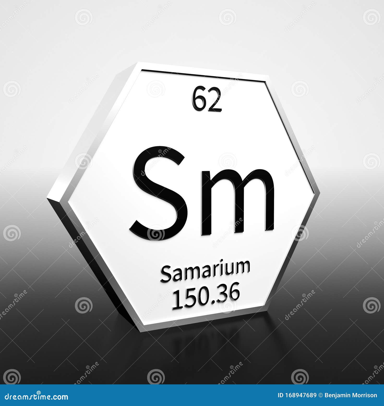 Periodic Table Element Samarium Rendered Black on White on White and ...