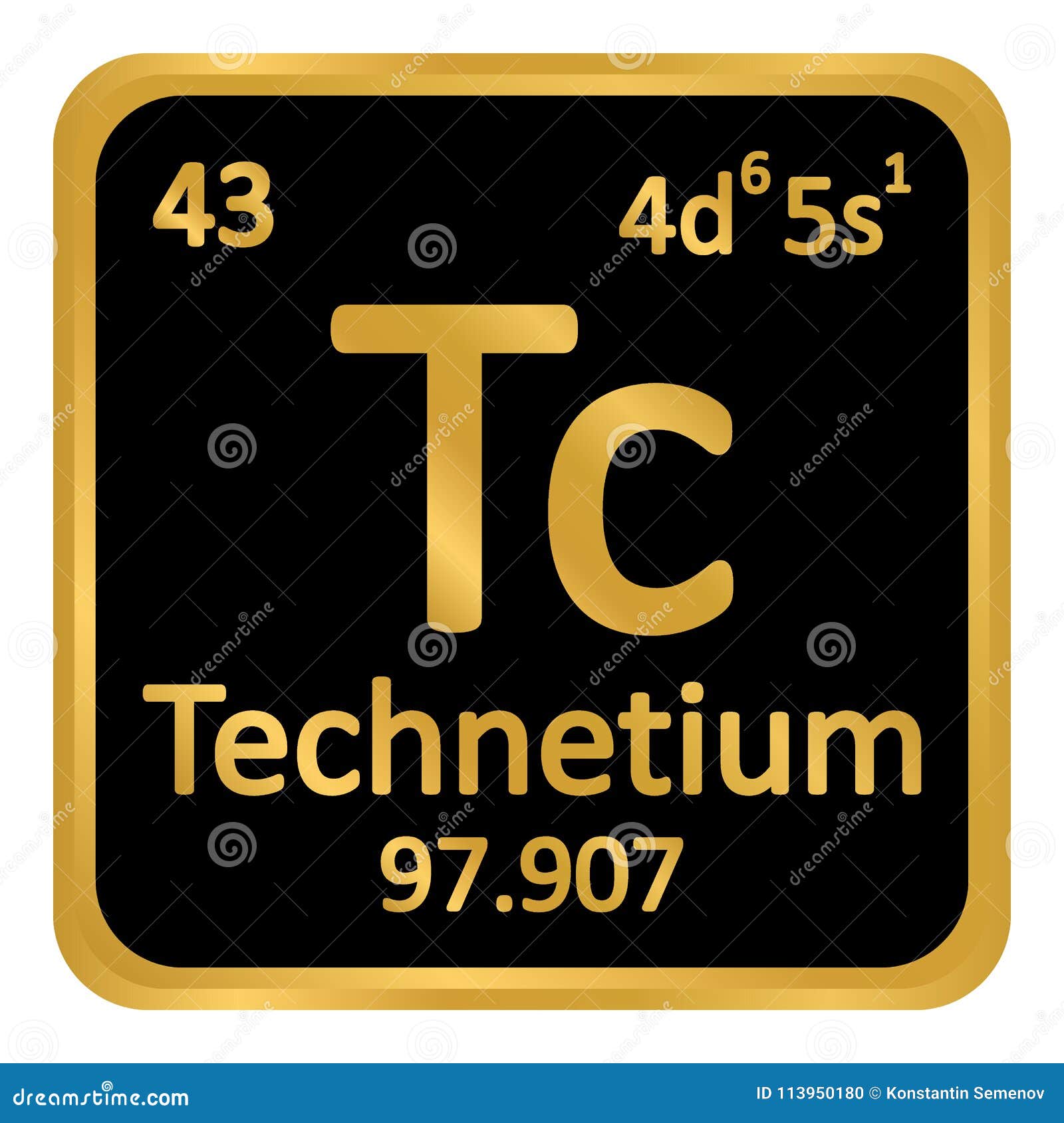 Technetium Icon. Tc Chemical Element. Atomic Number 43. Mass 98. Blue ...