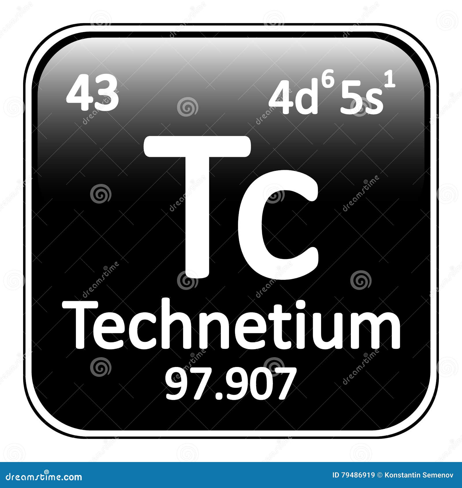Technetium Icon. Tc Chemical Element. Atomic Number 43. Mass 98. Blue ...