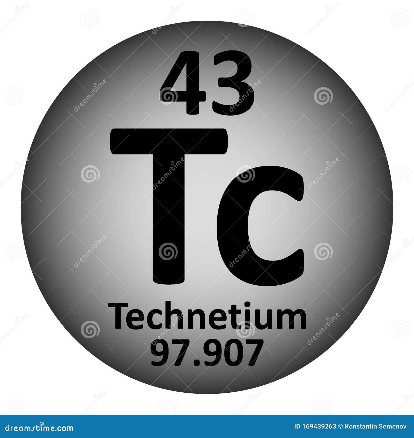 Technetium Icon. Tc Chemical Element. Atomic Number 43. Mass 98. Blue ...