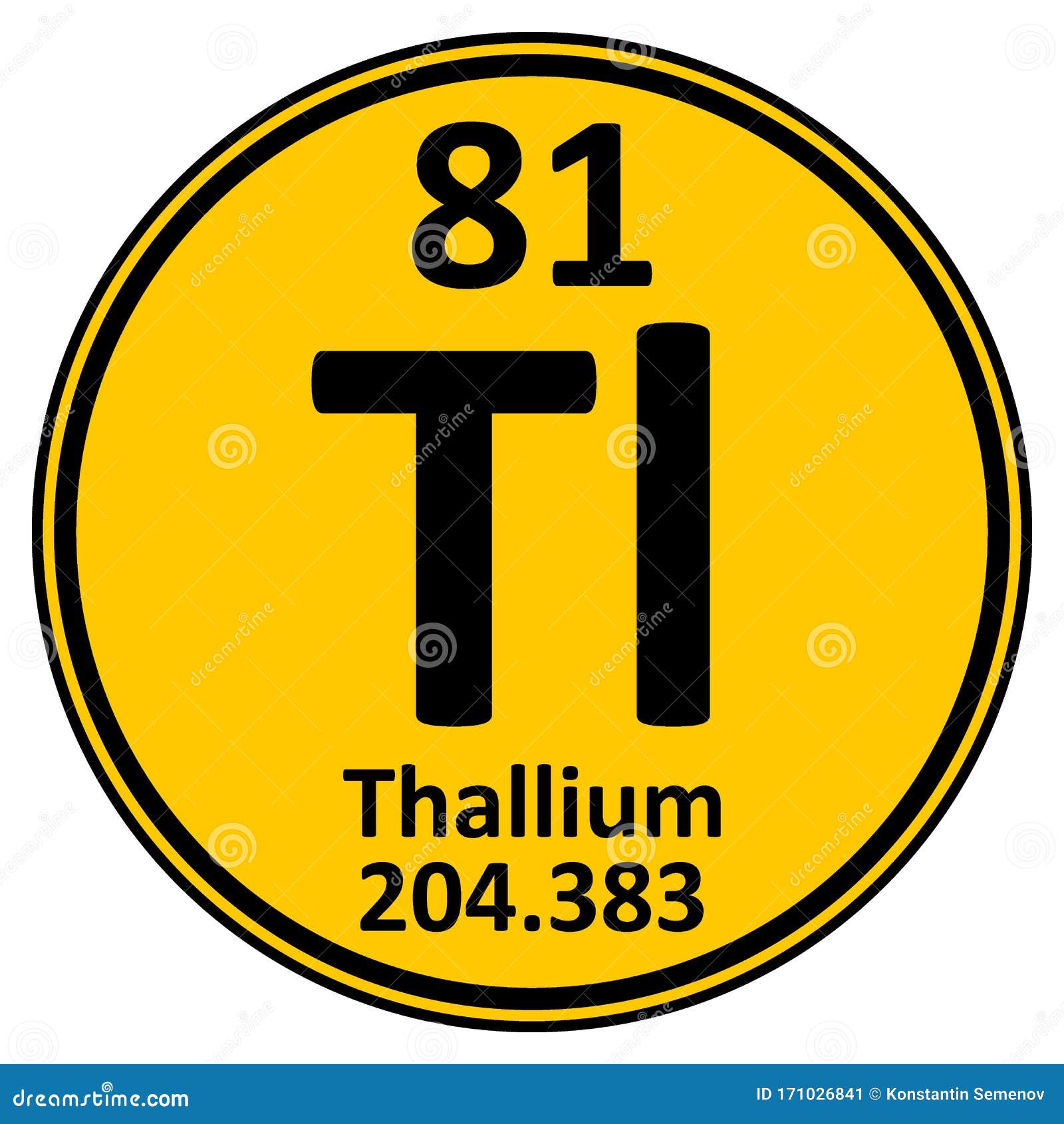 Thallium Icon. Tl Chemical Element. Atomic Number 81. Mass 204.38. Blue ...