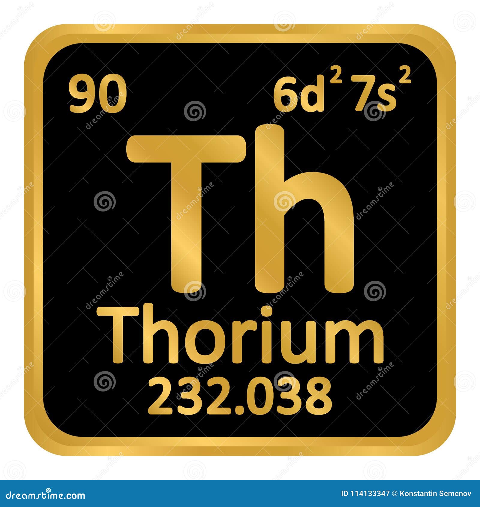 Th Icon. Thorium Element. Atomic Number 90. Mass 232.04. Orange Square ...